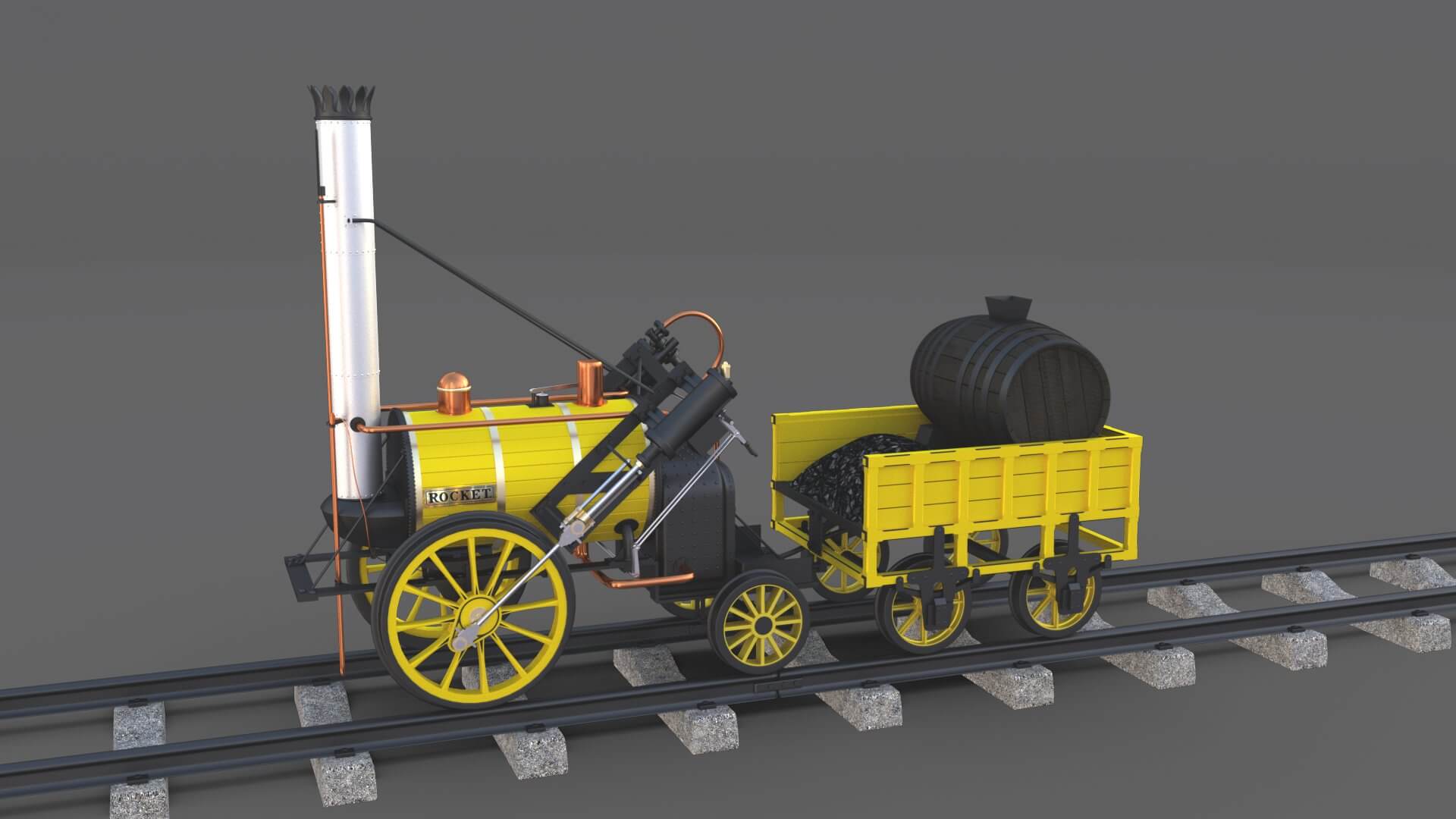 The Stephenson Rocket Locomotive - 3D Model by dragosburian