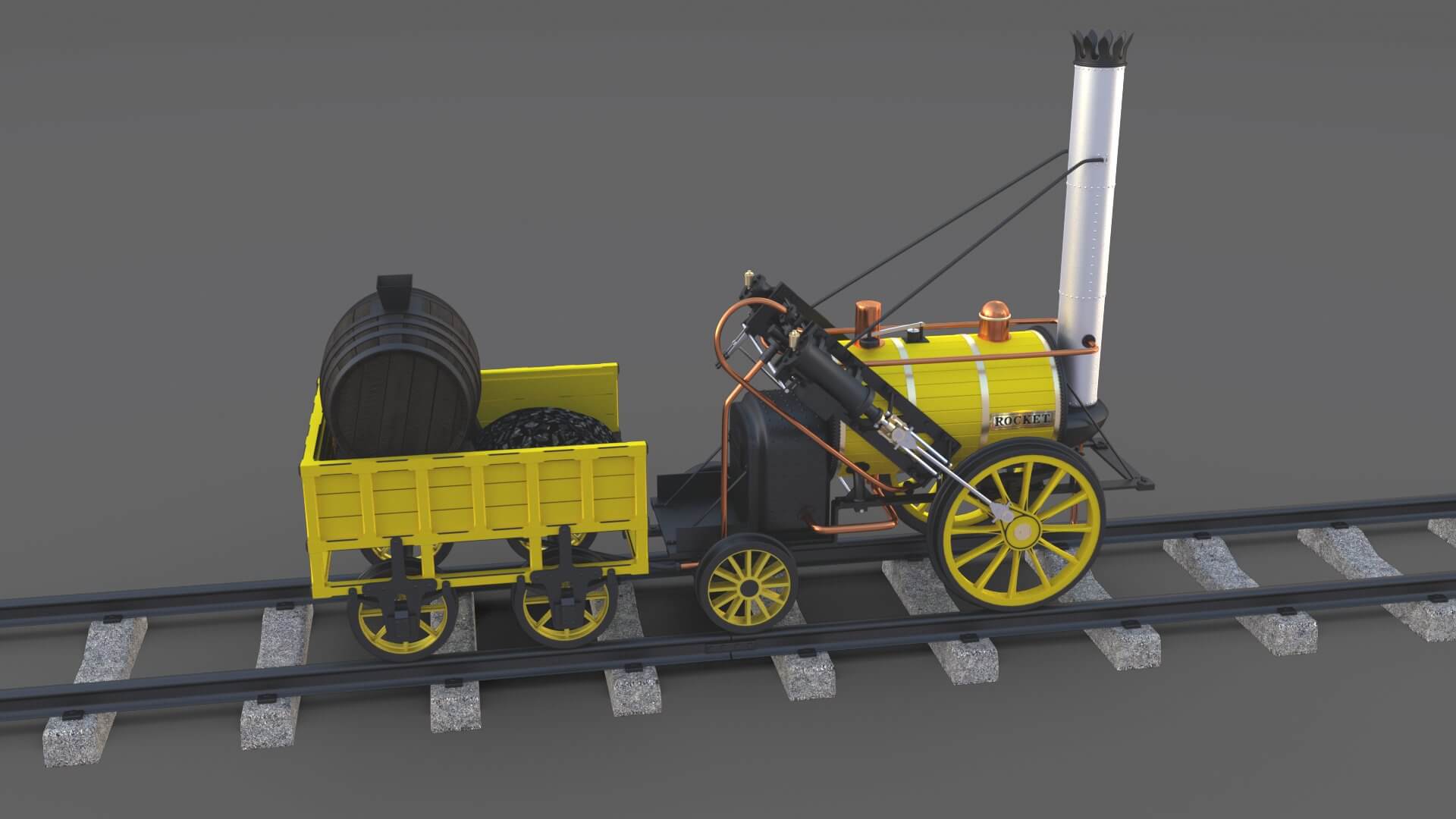 The Stephenson Rocket Locomotive - 3D Model by dragosburian
