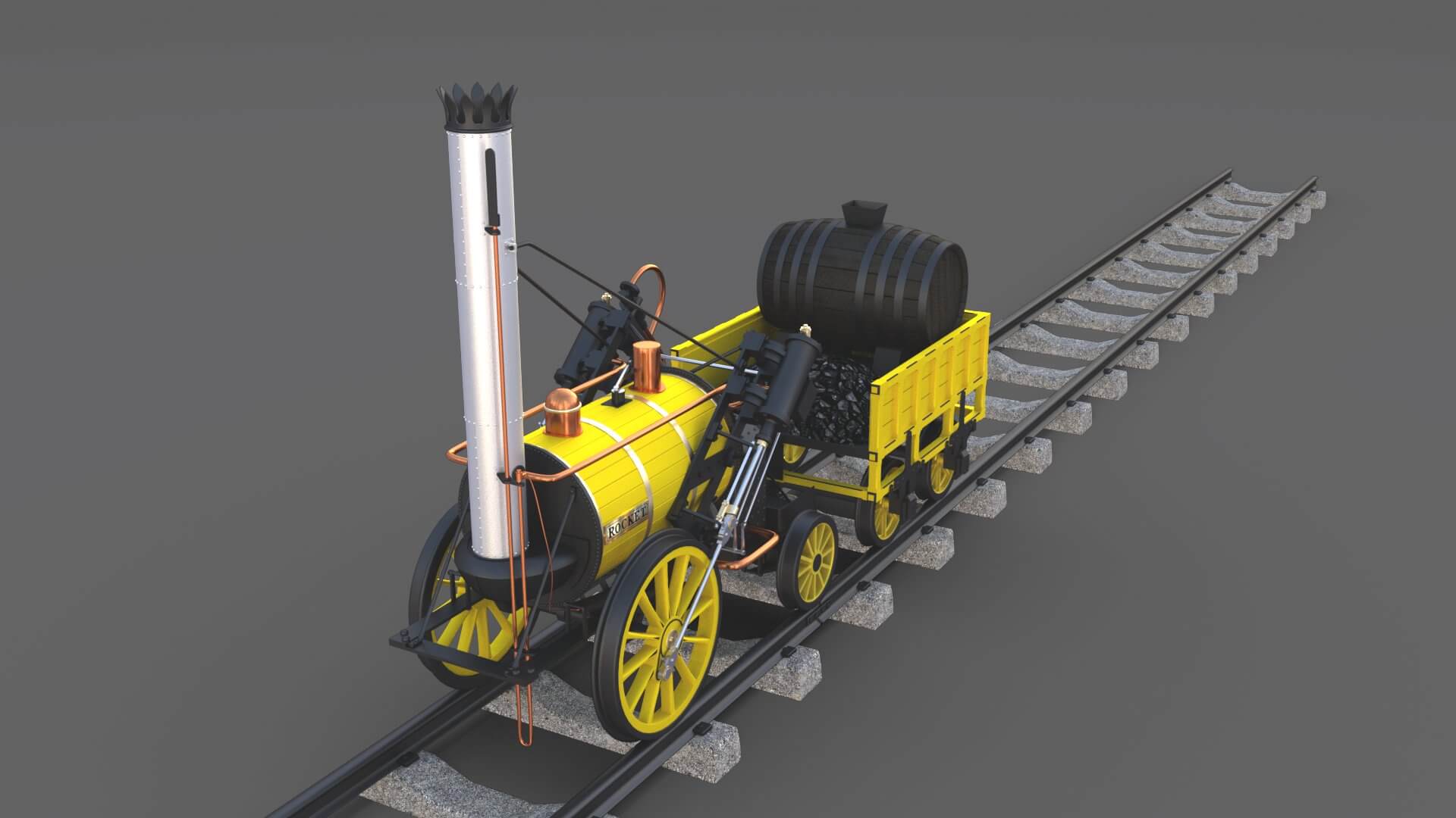 The Stephenson Rocket Locomotive - 3D Model by dragosburian