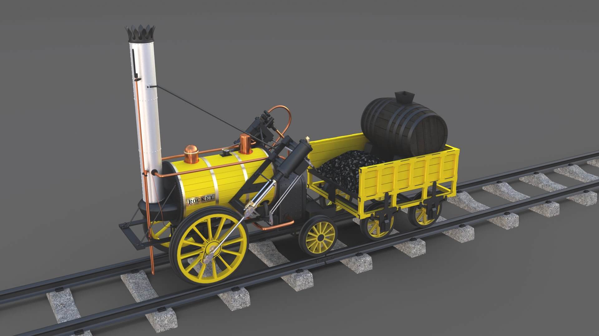 The Stephenson Rocket Locomotive - 3D Model by dragosburian