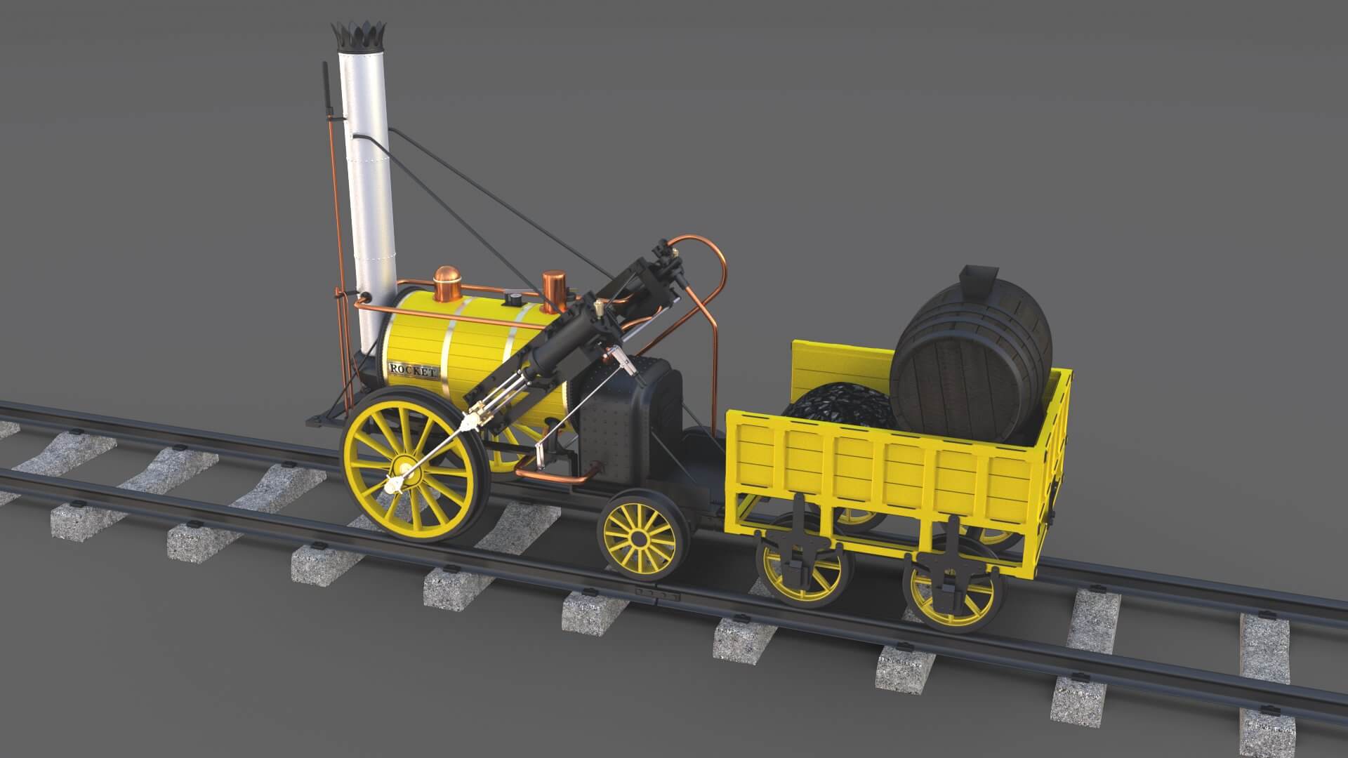 The Stephenson Rocket Locomotive - 3D Model by dragosburian