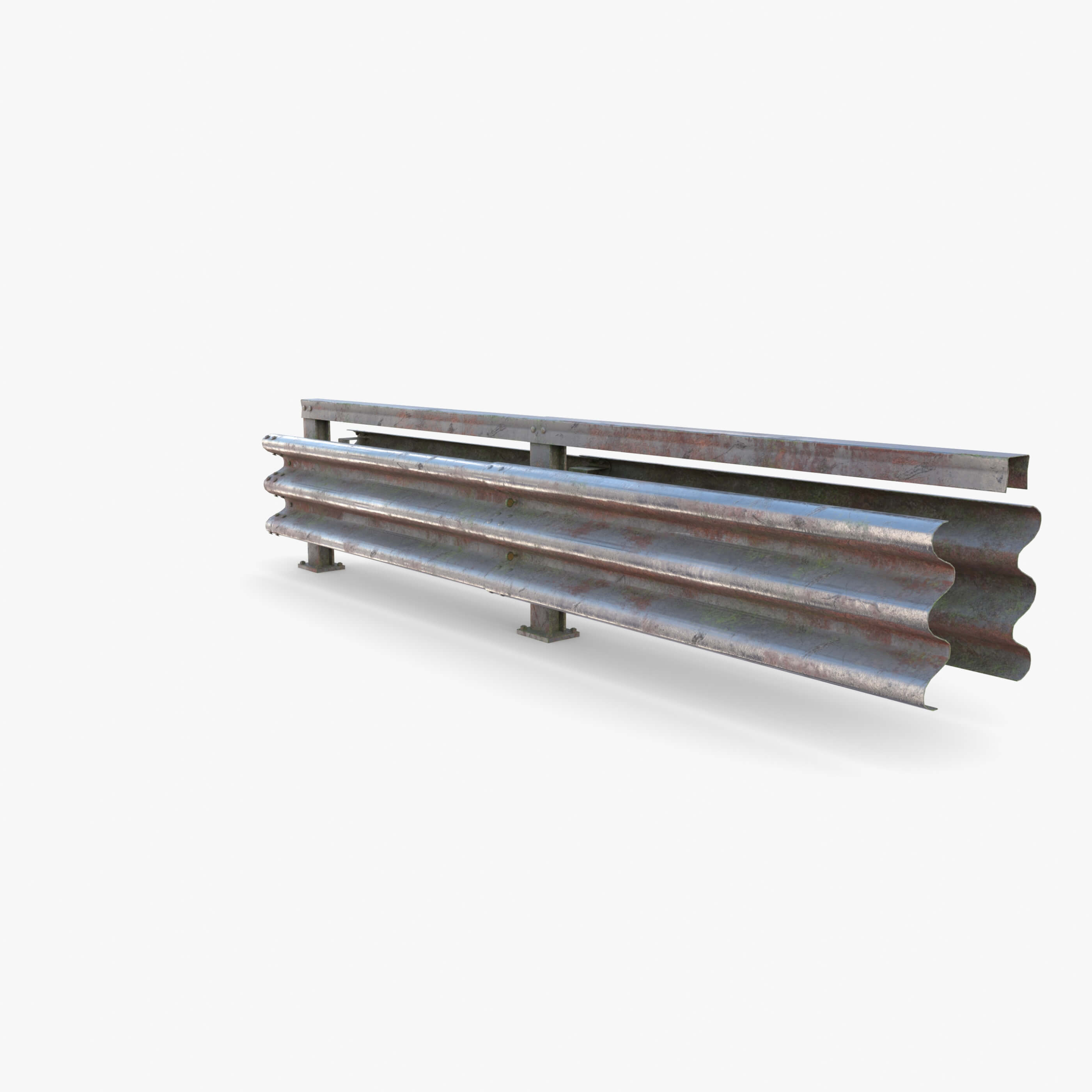 Tileable Double Sided Traffic Barrier Guardrail V1 Weathered - 3D Model ...
