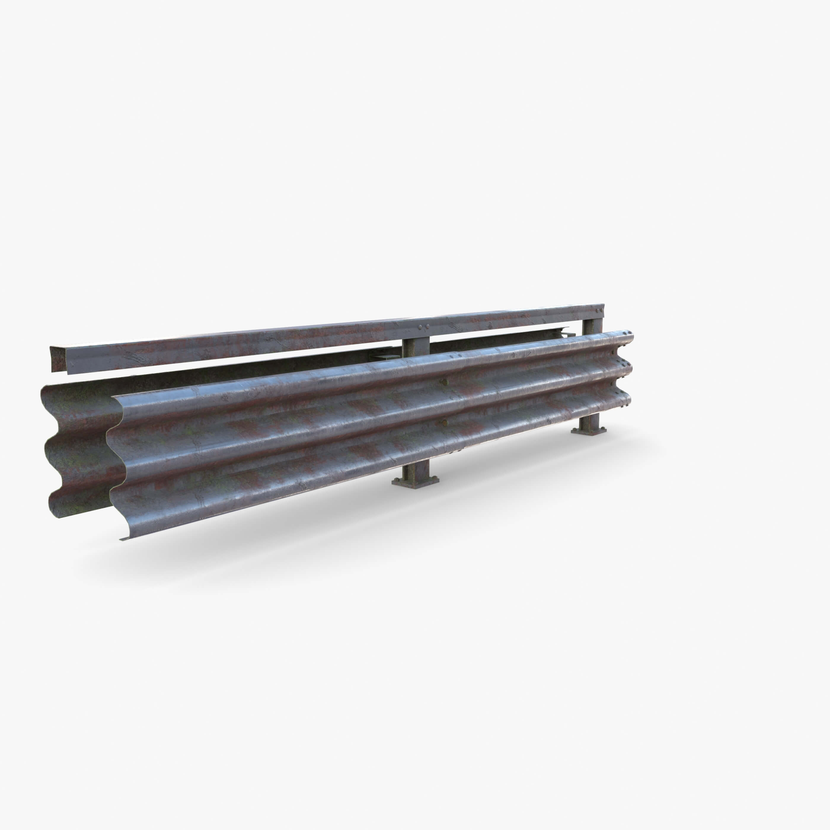 Tileable Double Sided Traffic Barrier Guardrail V1 Weathered - 3D Model ...