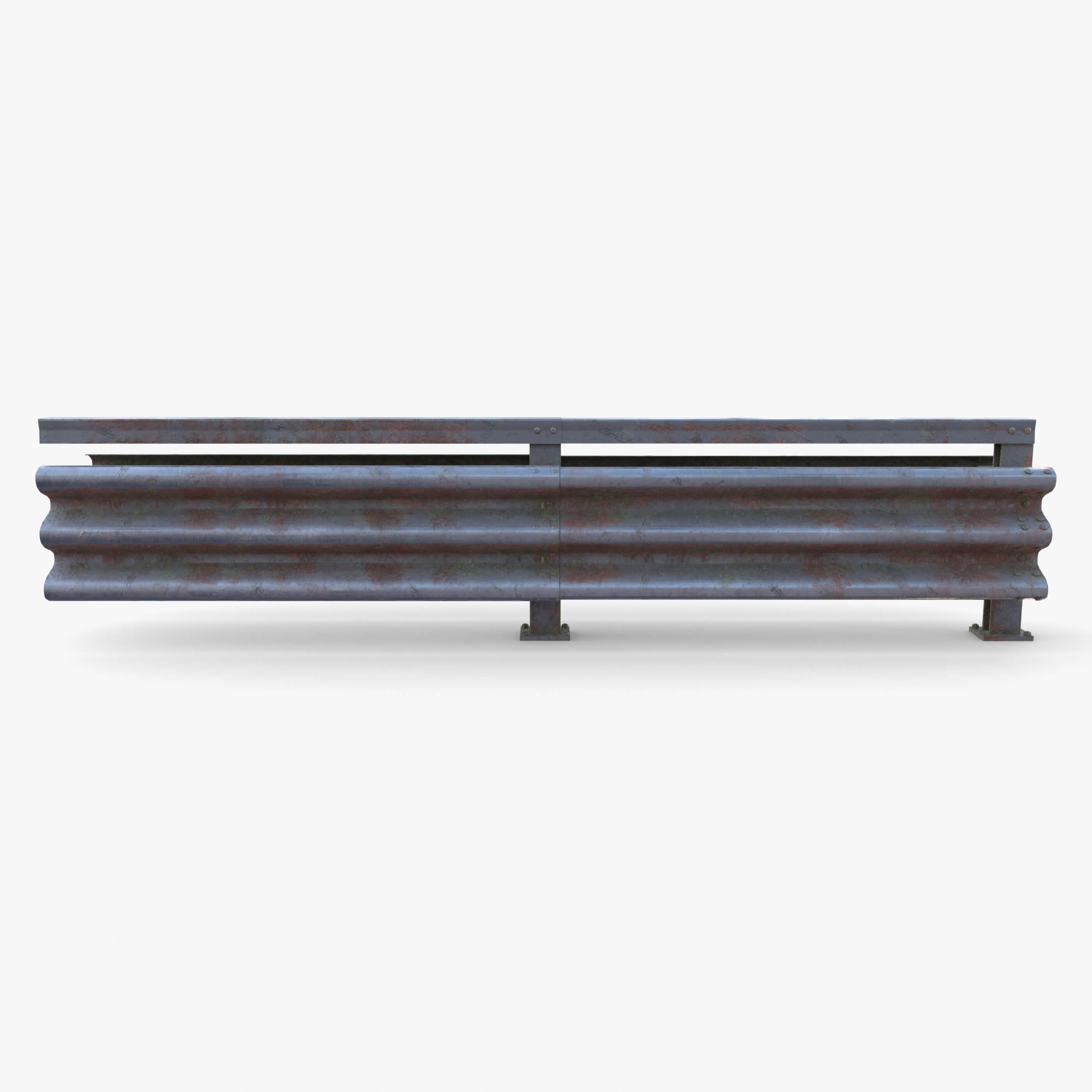 Tileable Double Sided Traffic Barrier Guardrail V1 Weathered - 3D Model ...