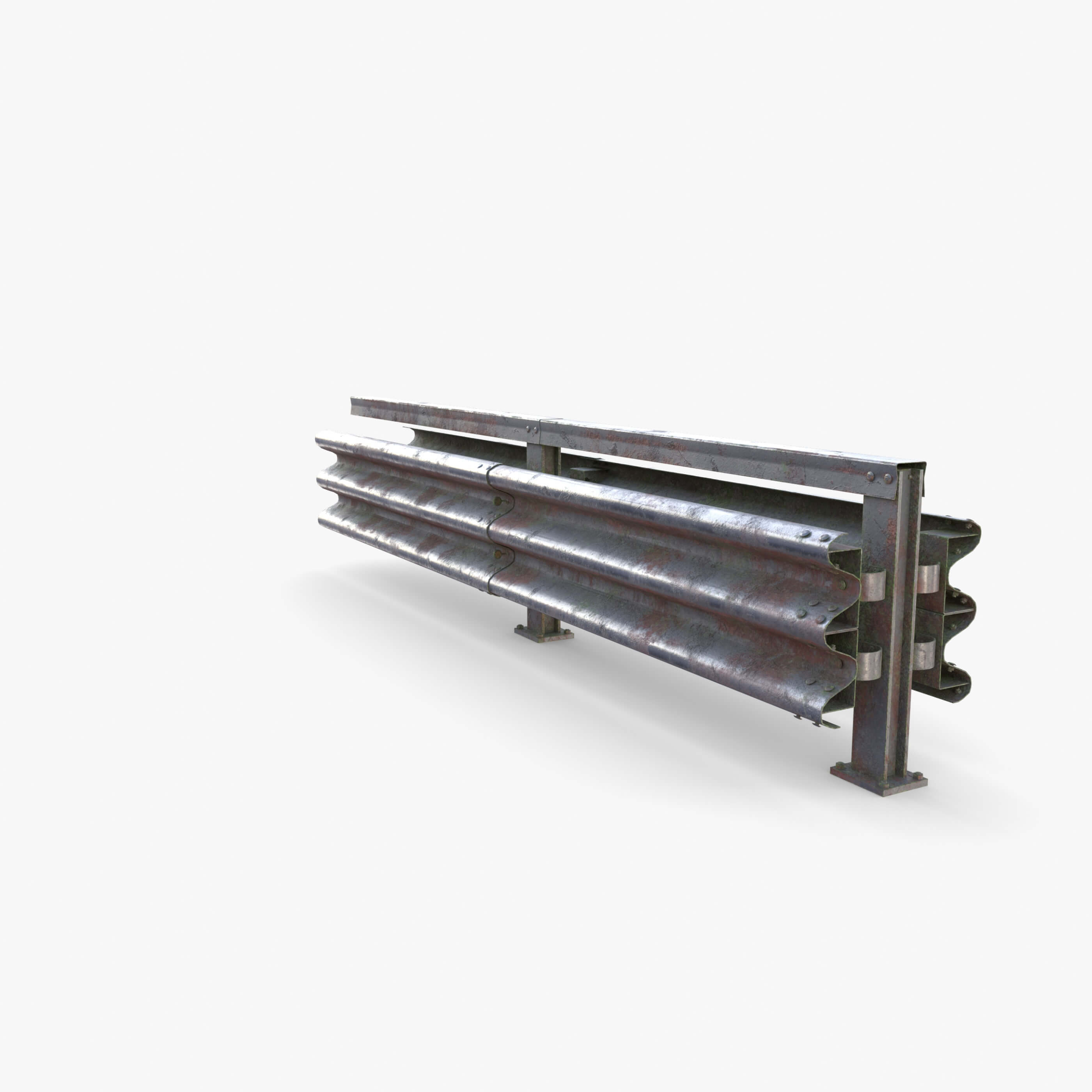 Tileable Double Sided Traffic Barrier Guardrail V1 Weathered - 3D Model ...