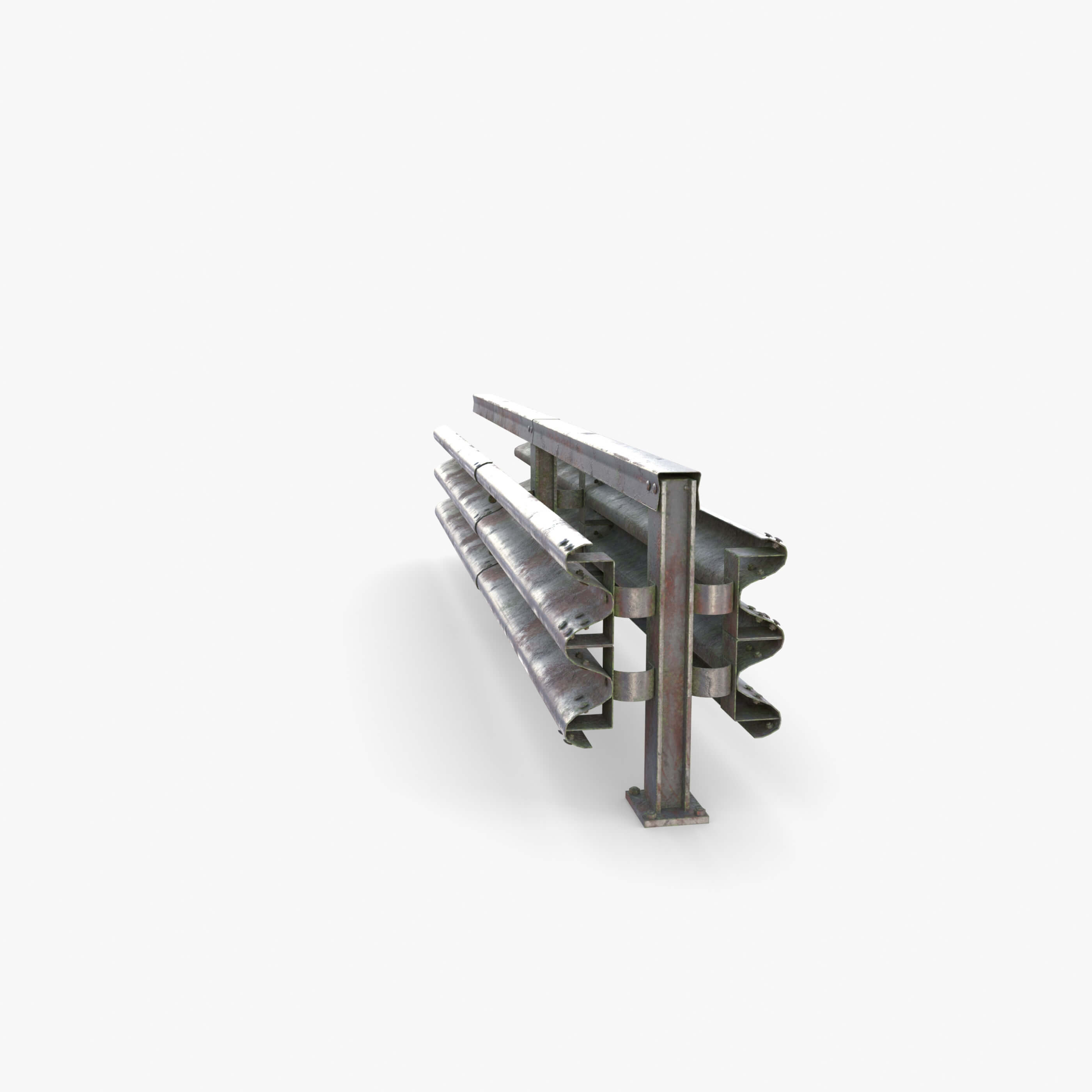 Tileable Double Sided Traffic Barrier Guardrail V1 Weathered - 3D Model ...