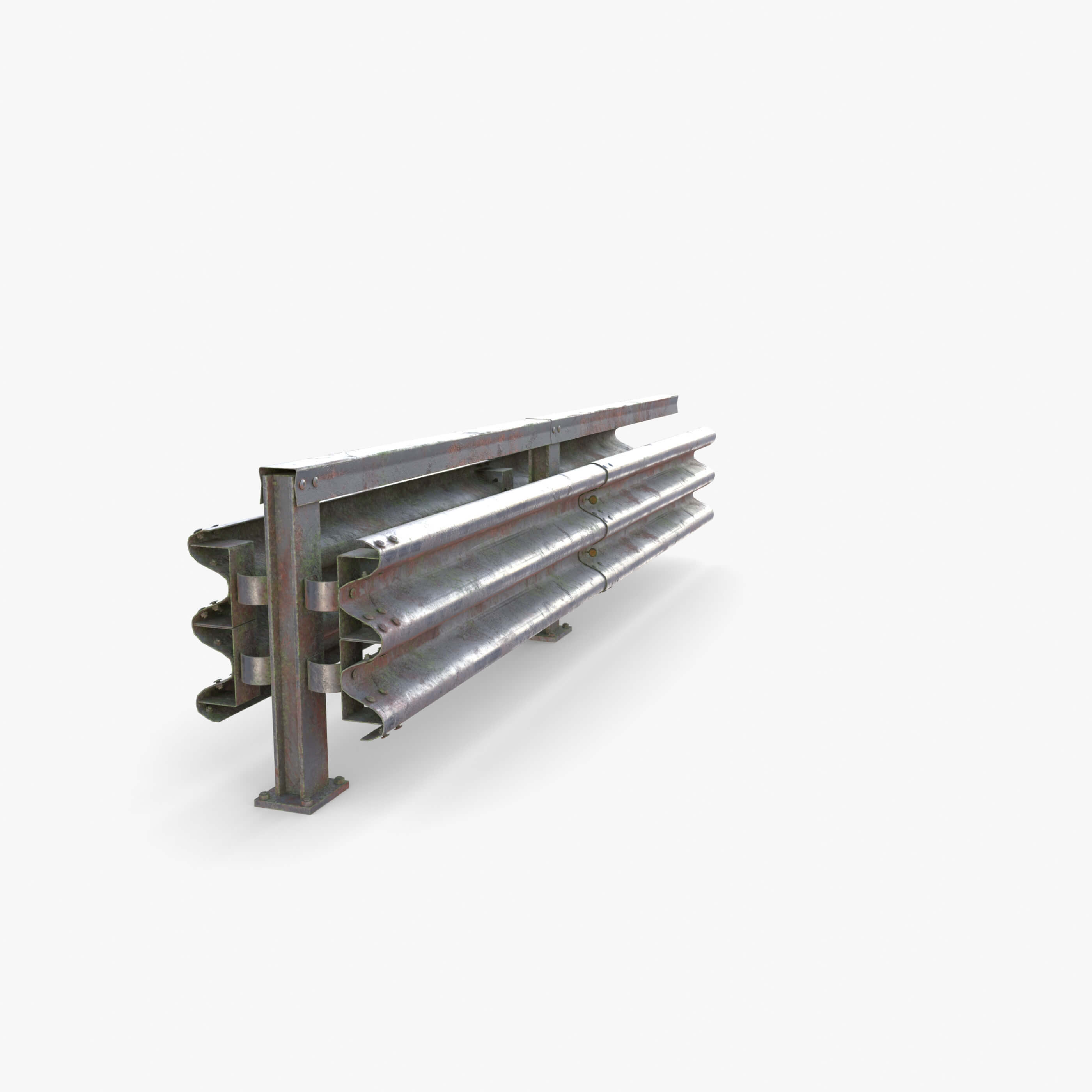 Tileable Double Sided Traffic Barrier Guardrail V1 Weathered - 3D Model ...