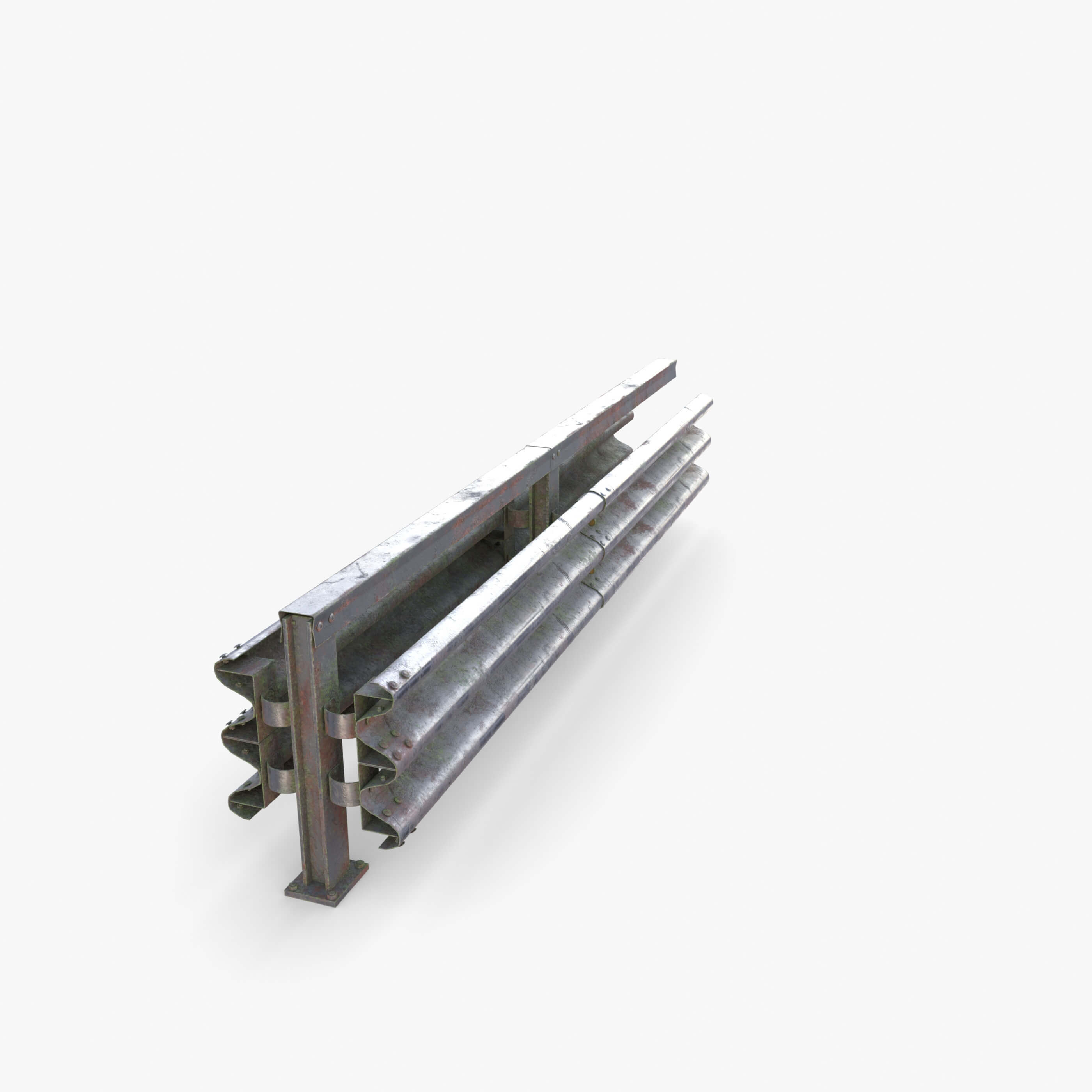 Tileable Double Sided Traffic Barrier Guardrail V1 Weathered - 3D Model ...
