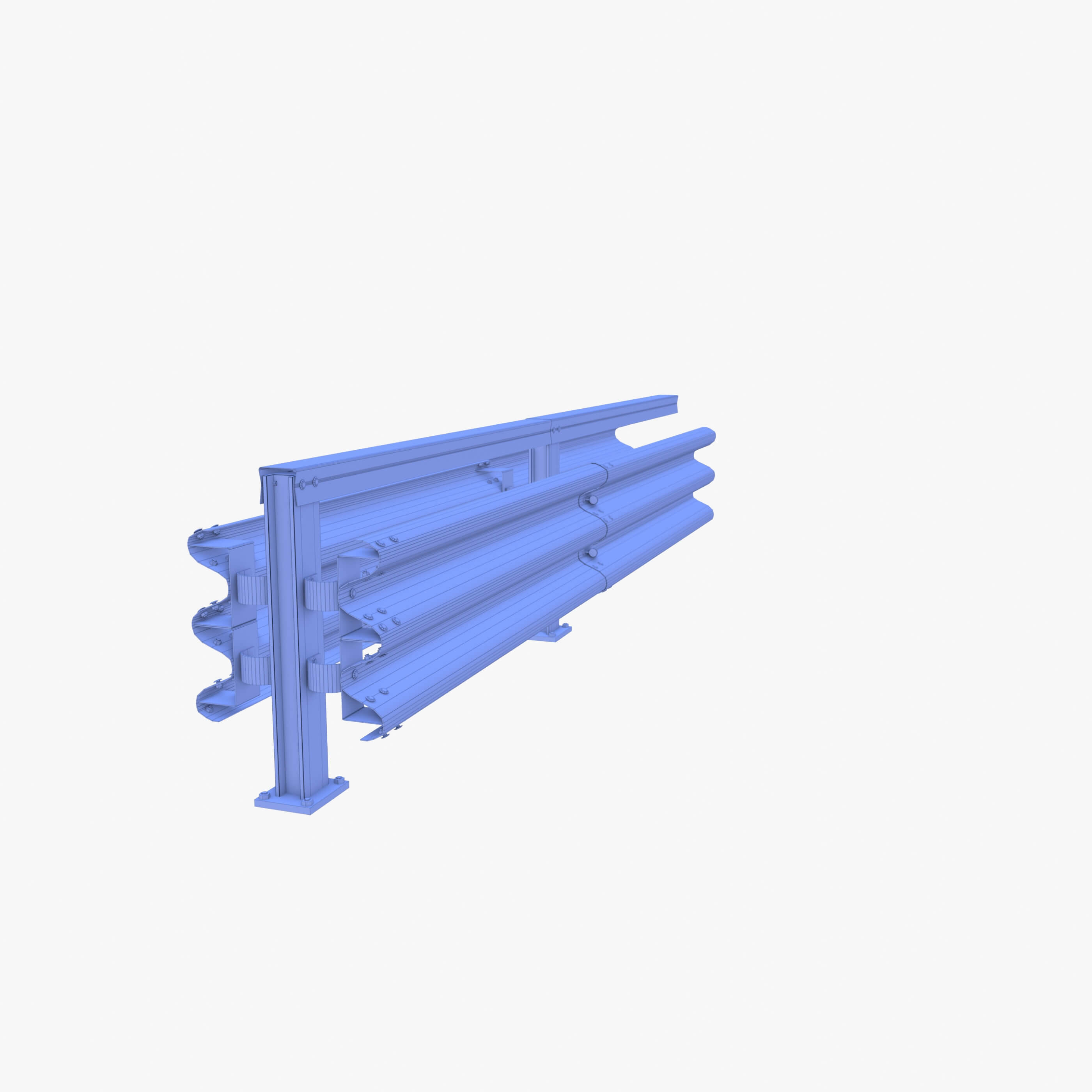 Tileable Double Sided Traffic Barrier Guardrail V1 Weathered - 3D Model ...