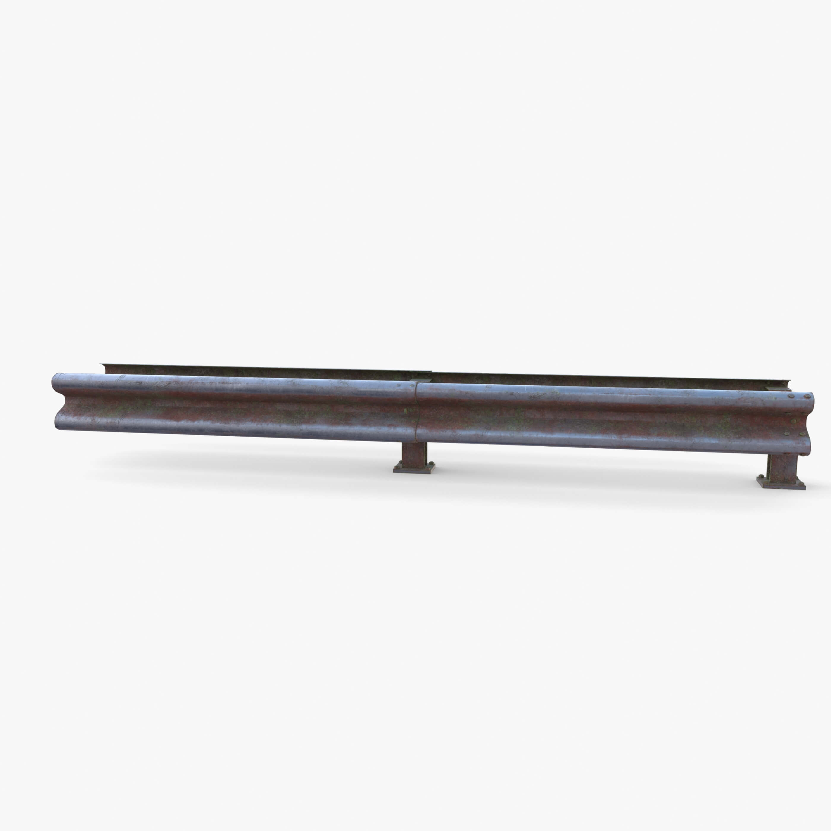 Tileable Double Sided Traffic Barrier Guardrail V2 Weathered - 3D Model ...
