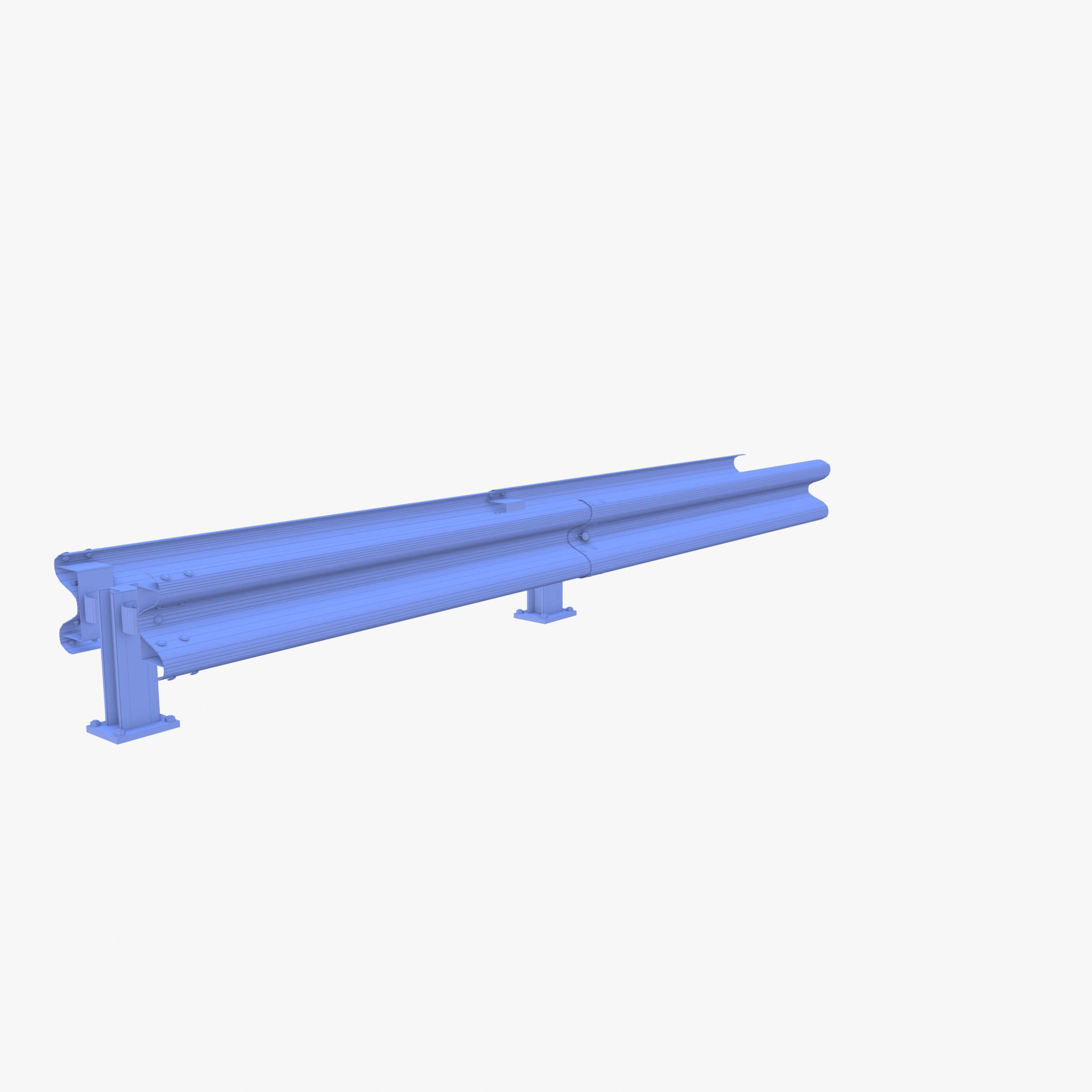 Tileable Double Sided Traffic Barrier Guardrail V2 Weathered - 3D Model ...