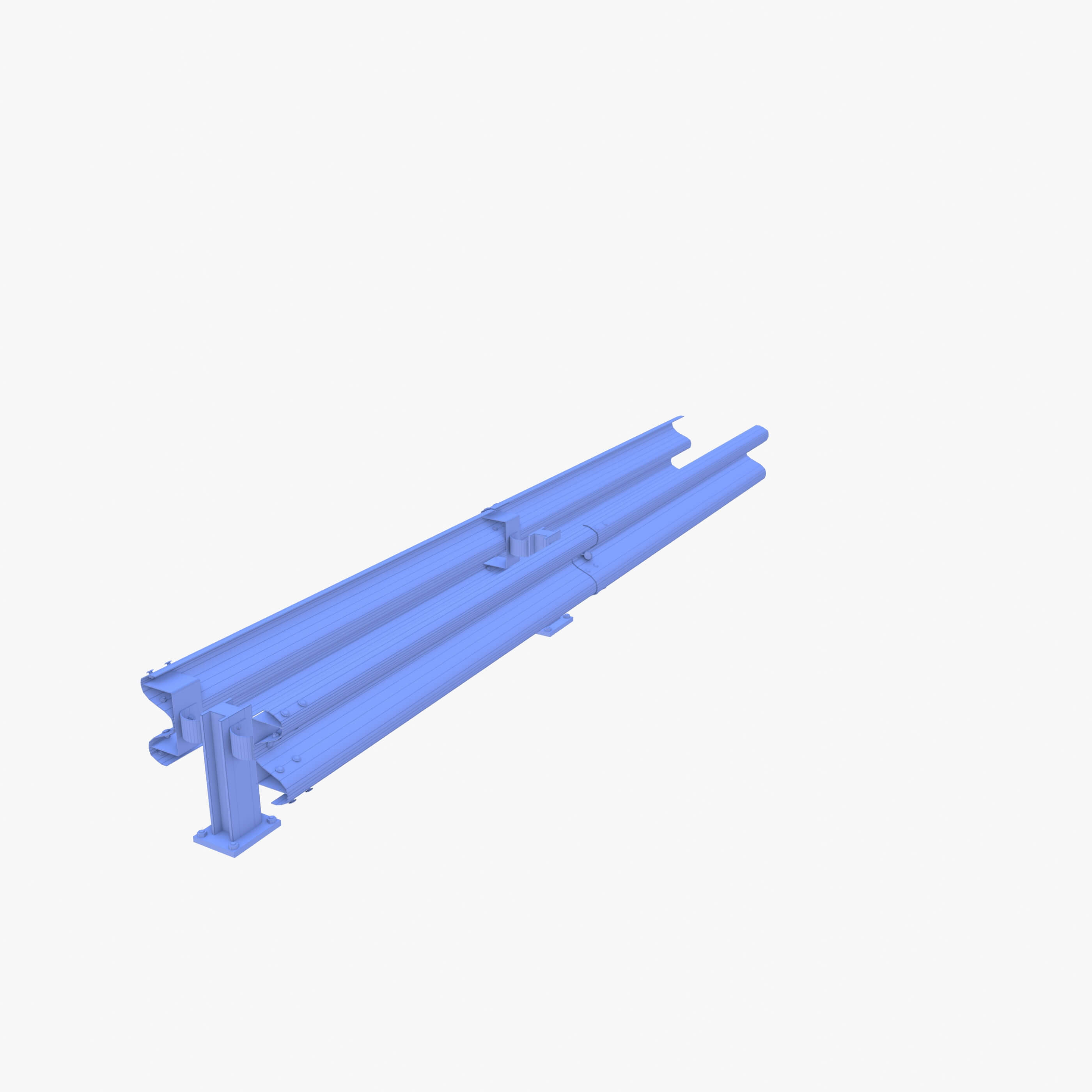 Tileable Double Sided Traffic Barrier Guardrail V2 Weathered - 3D Model ...