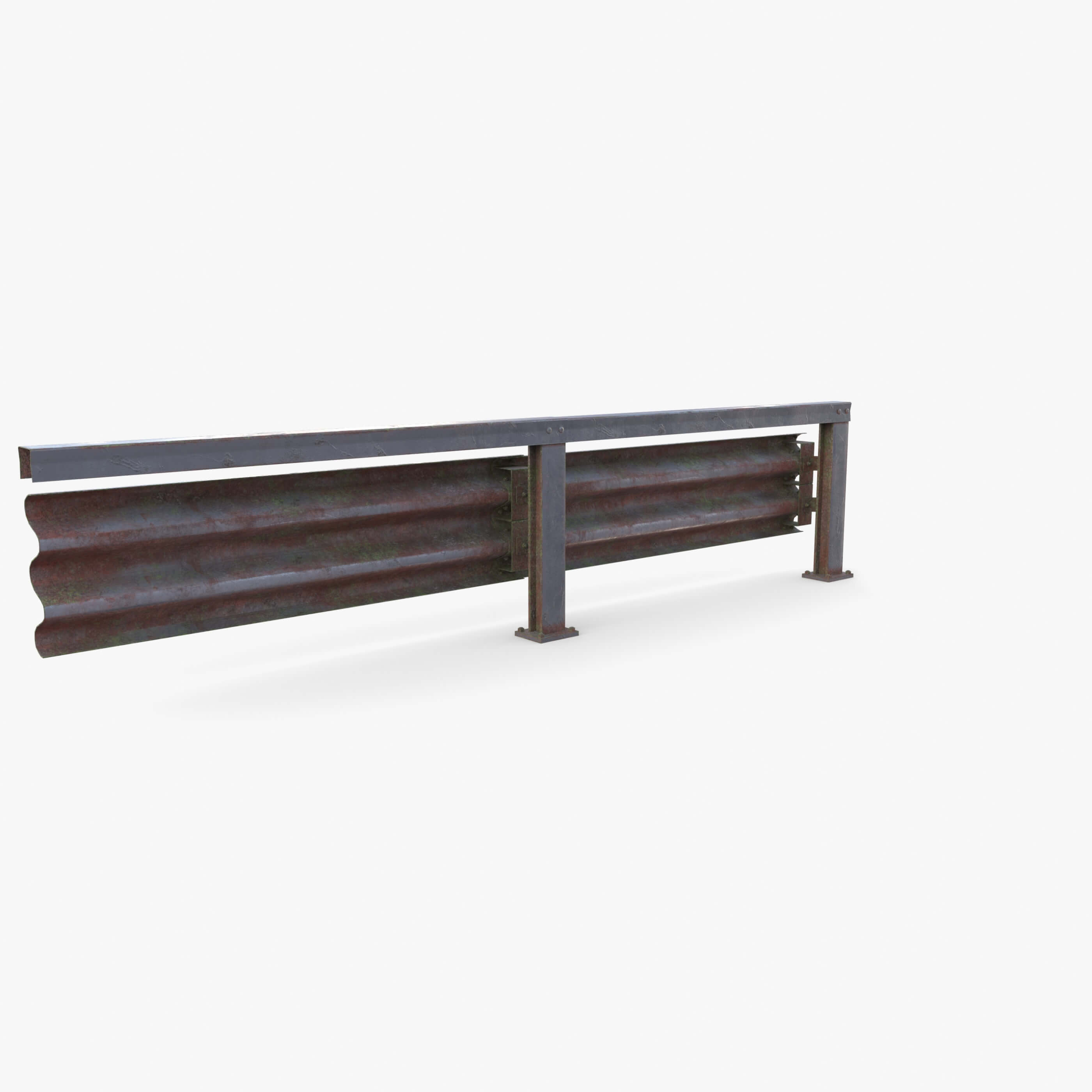 Tileable Single Sided Traffic Barrier Guardrail V1 Weathered - 3D Model ...