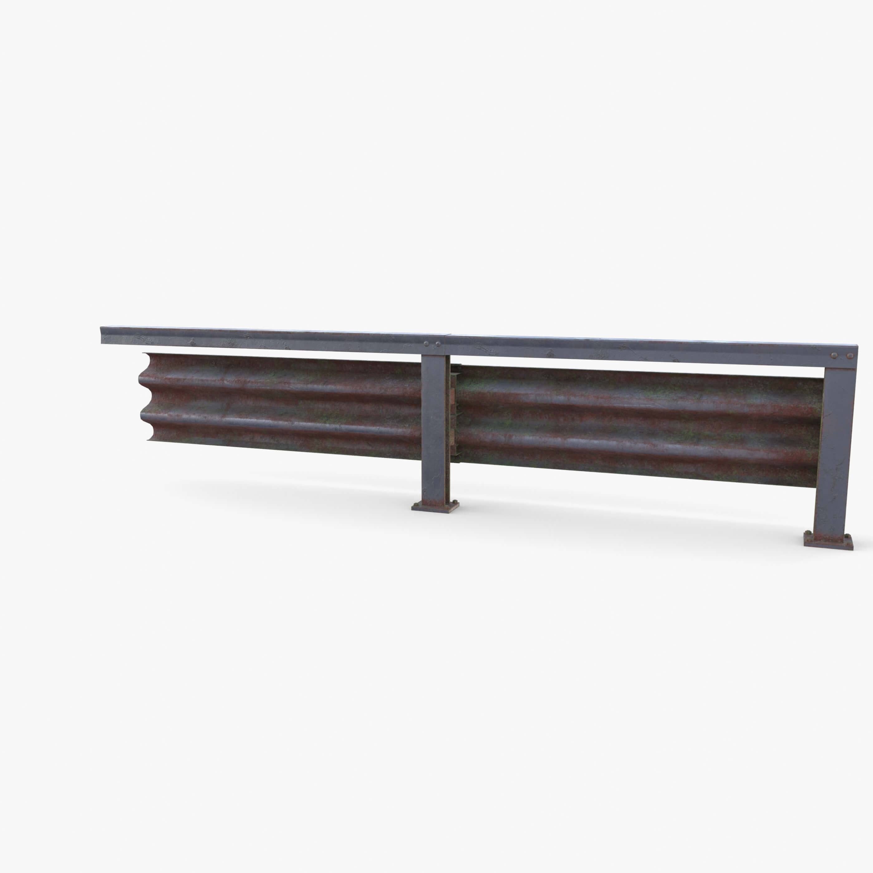 Tileable Single Sided Traffic Barrier Guardrail V1 Weathered - 3D Model ...