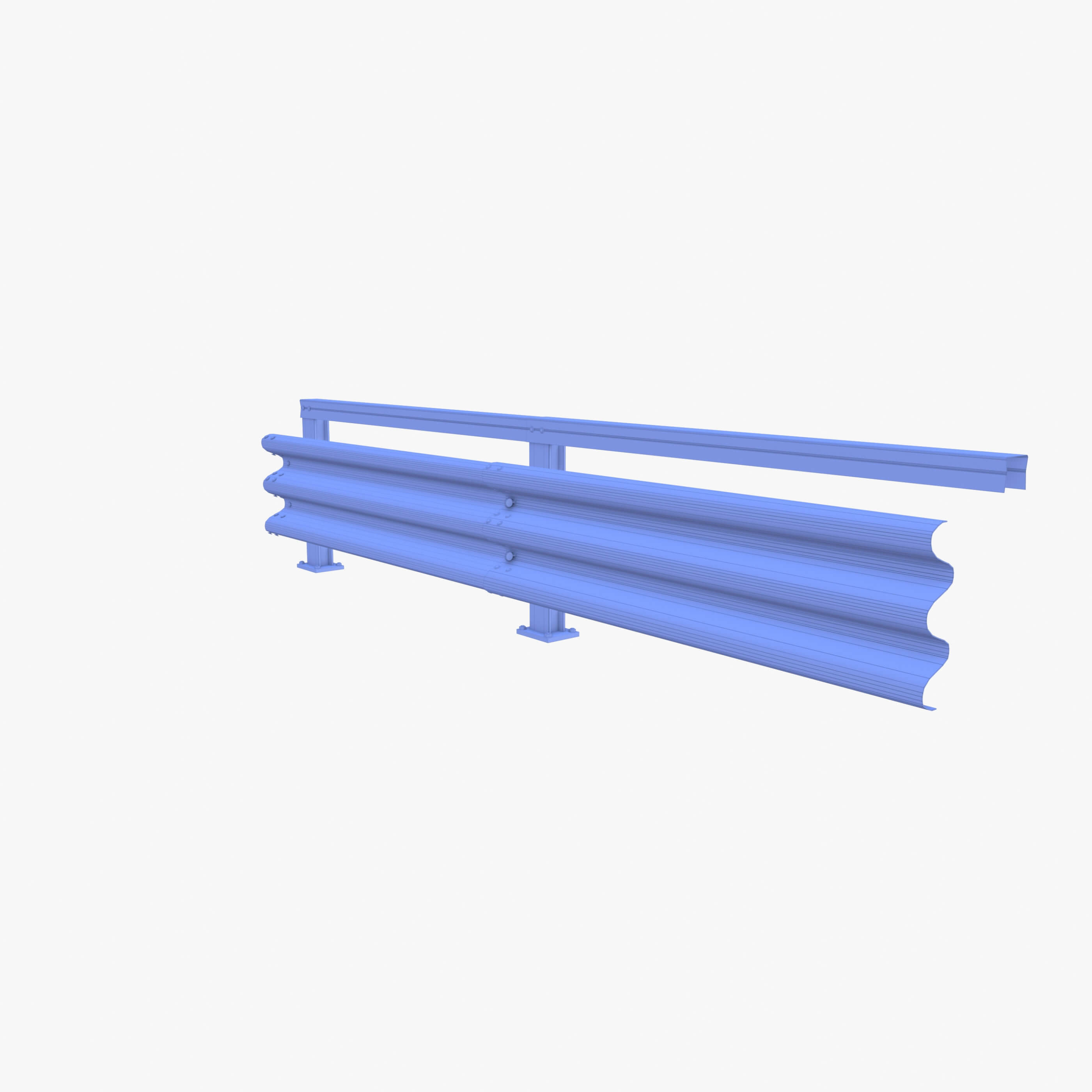 Tileable Single Sided Traffic Barrier Guardrail V1 Weathered - 3D Model ...