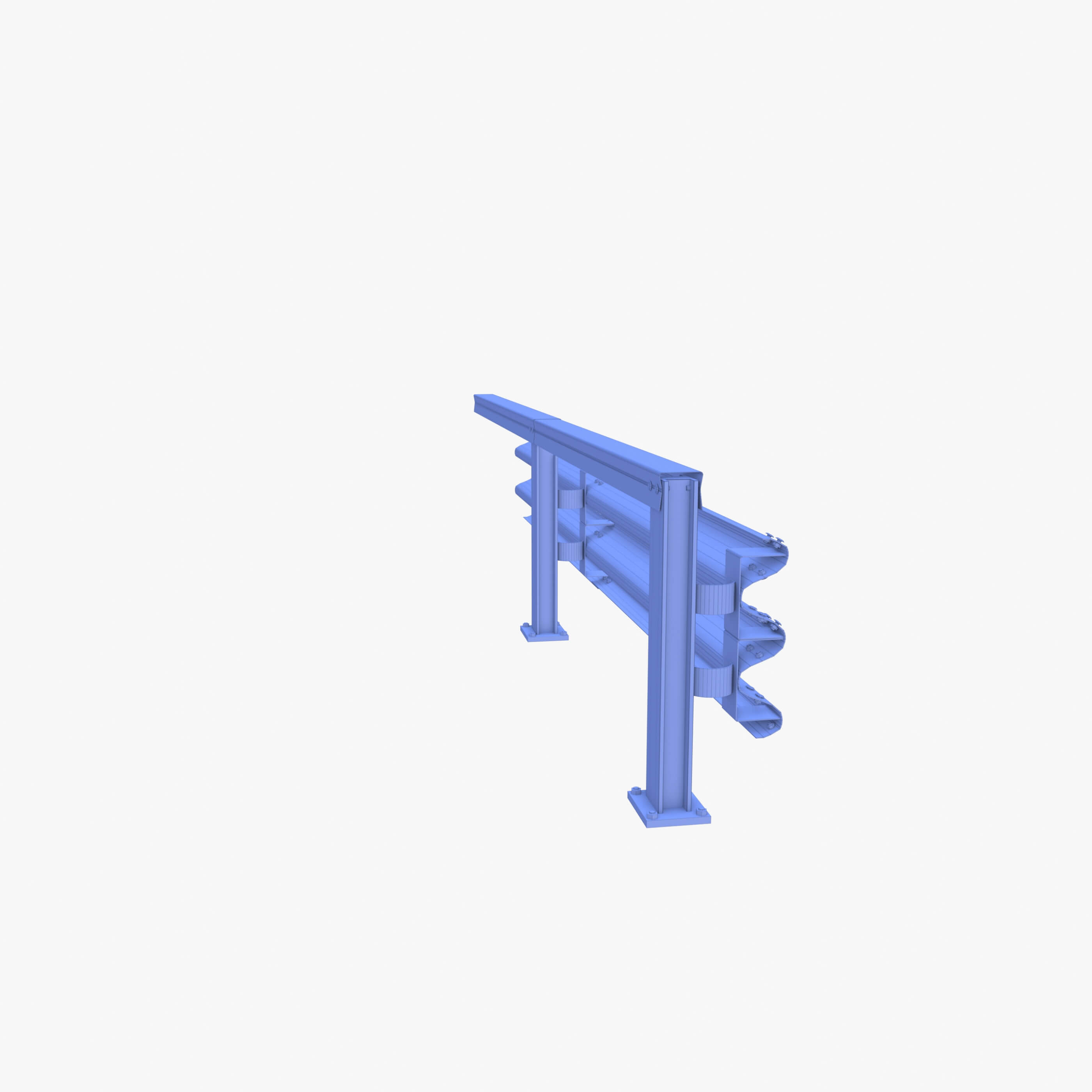 Tileable Single Sided Traffic Barrier Guardrail V1 Weathered - 3D Model ...