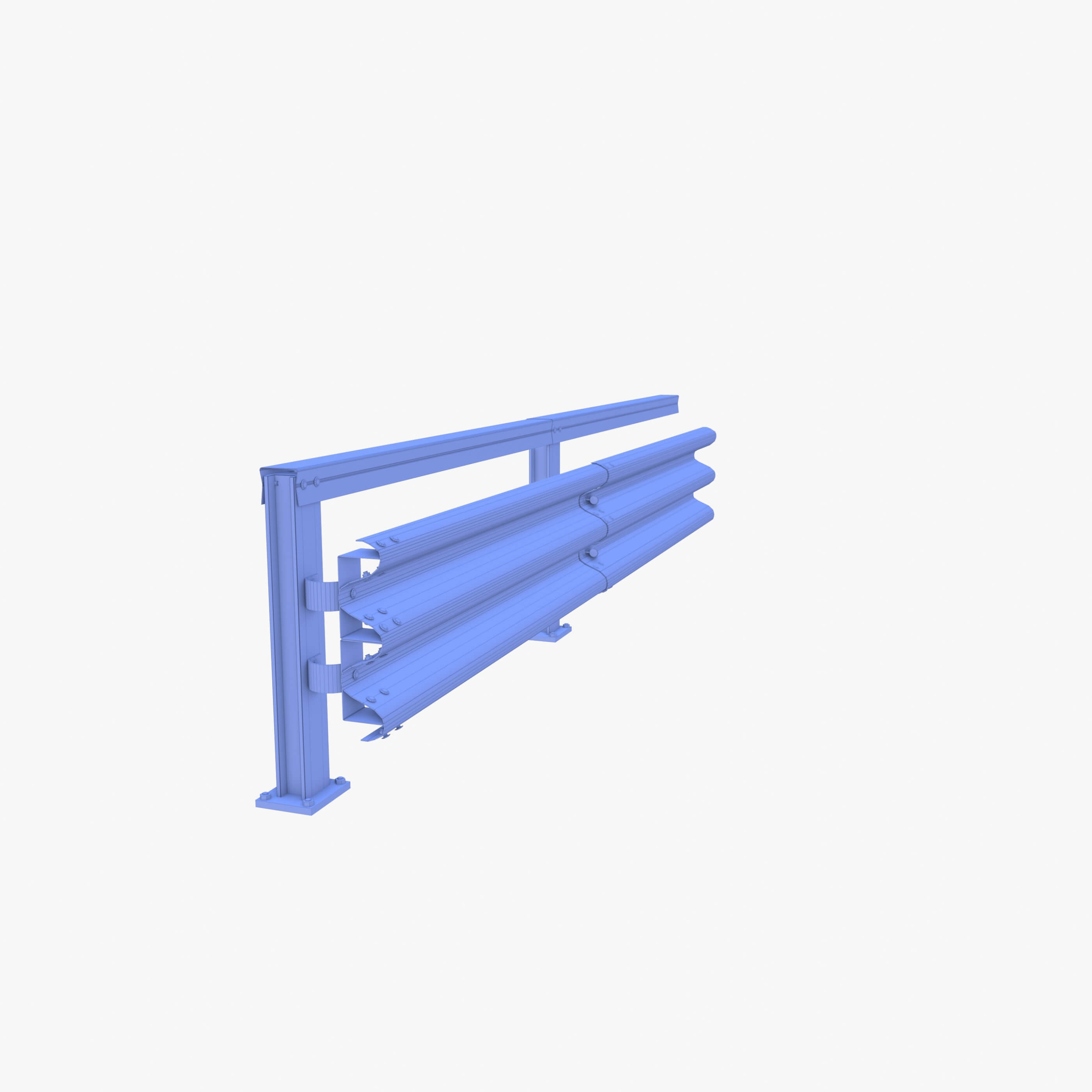 Tileable Single Sided Traffic Barrier Guardrail V1 Weathered - 3D Model ...