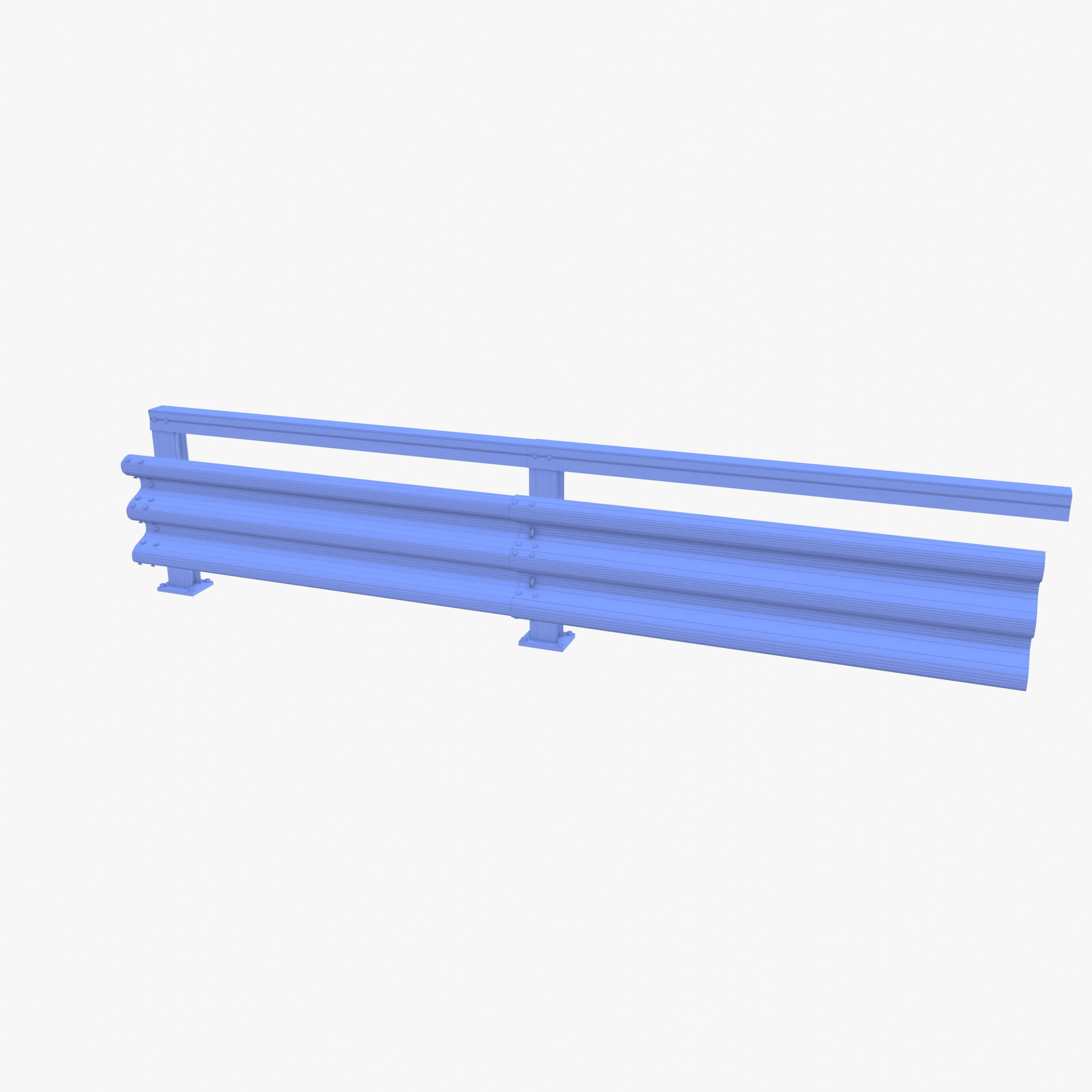 Tileable Single Sided Traffic Barrier Guardrail V1 Weathered - 3D Model ...