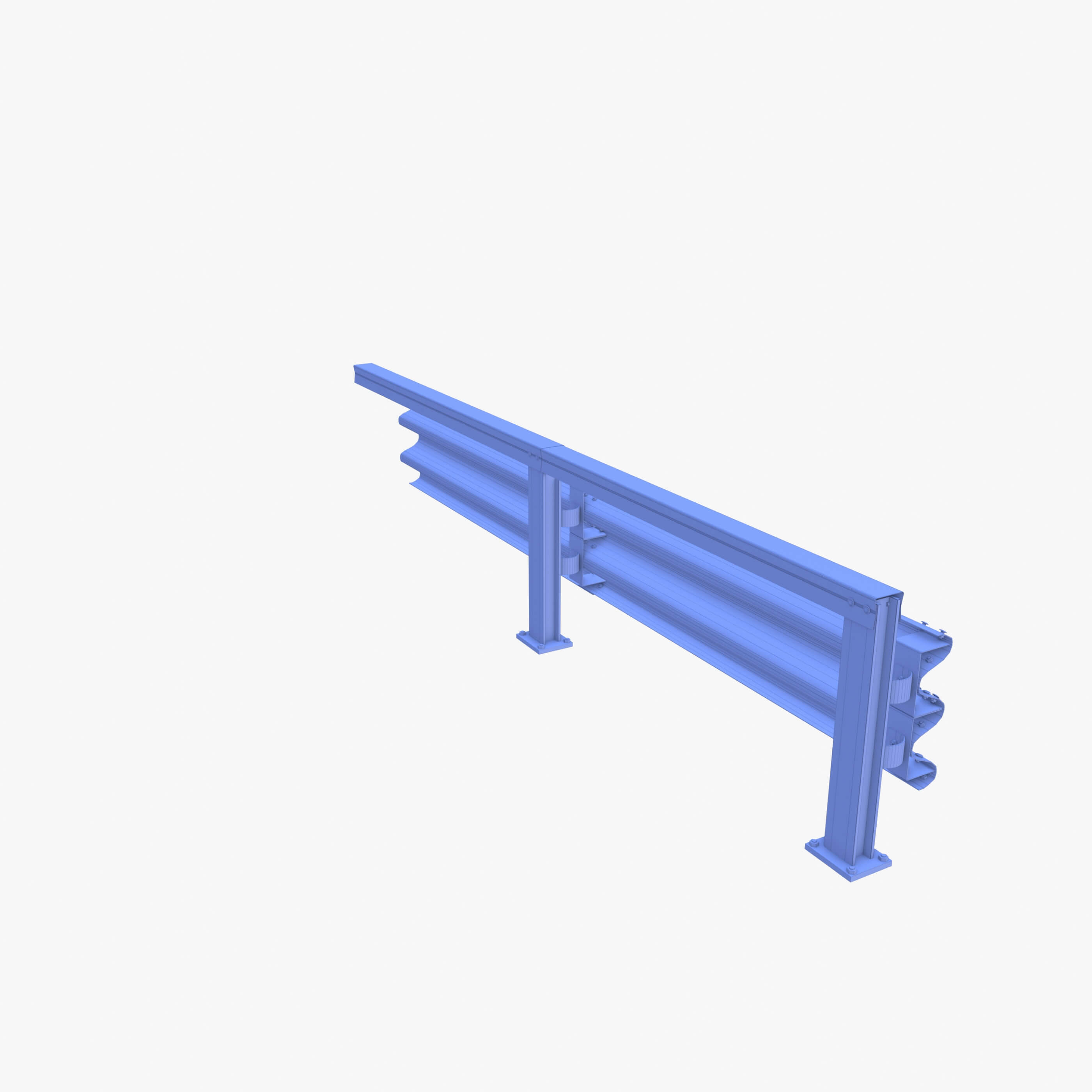 Tileable Single Sided Traffic Barrier Guardrail V1 Weathered - 3D Model ...