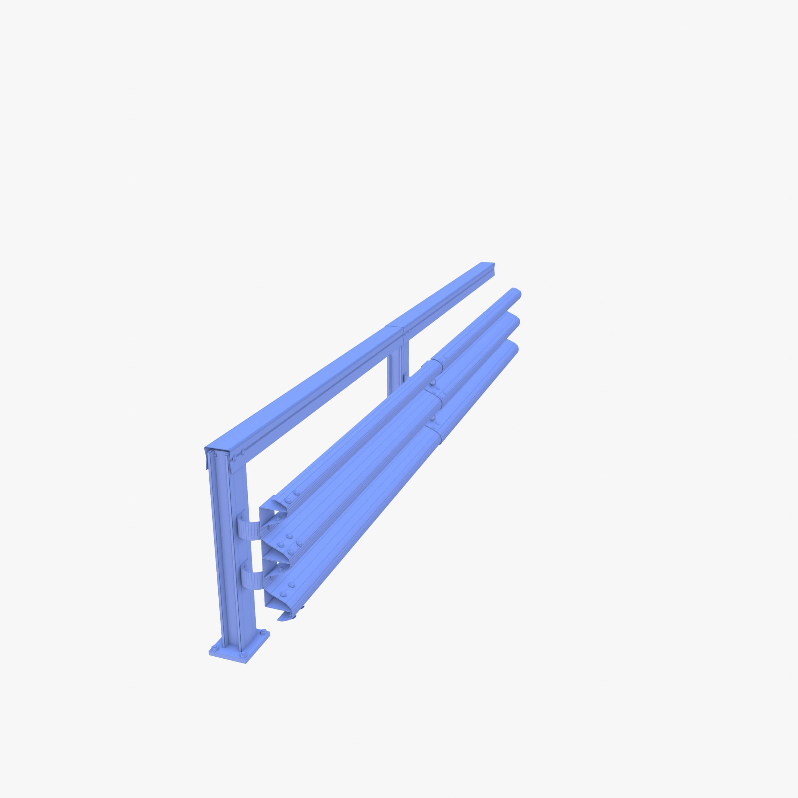 Tileable Single Sided Traffic Barrier Guardrail V1 Weathered - 3D Model ...