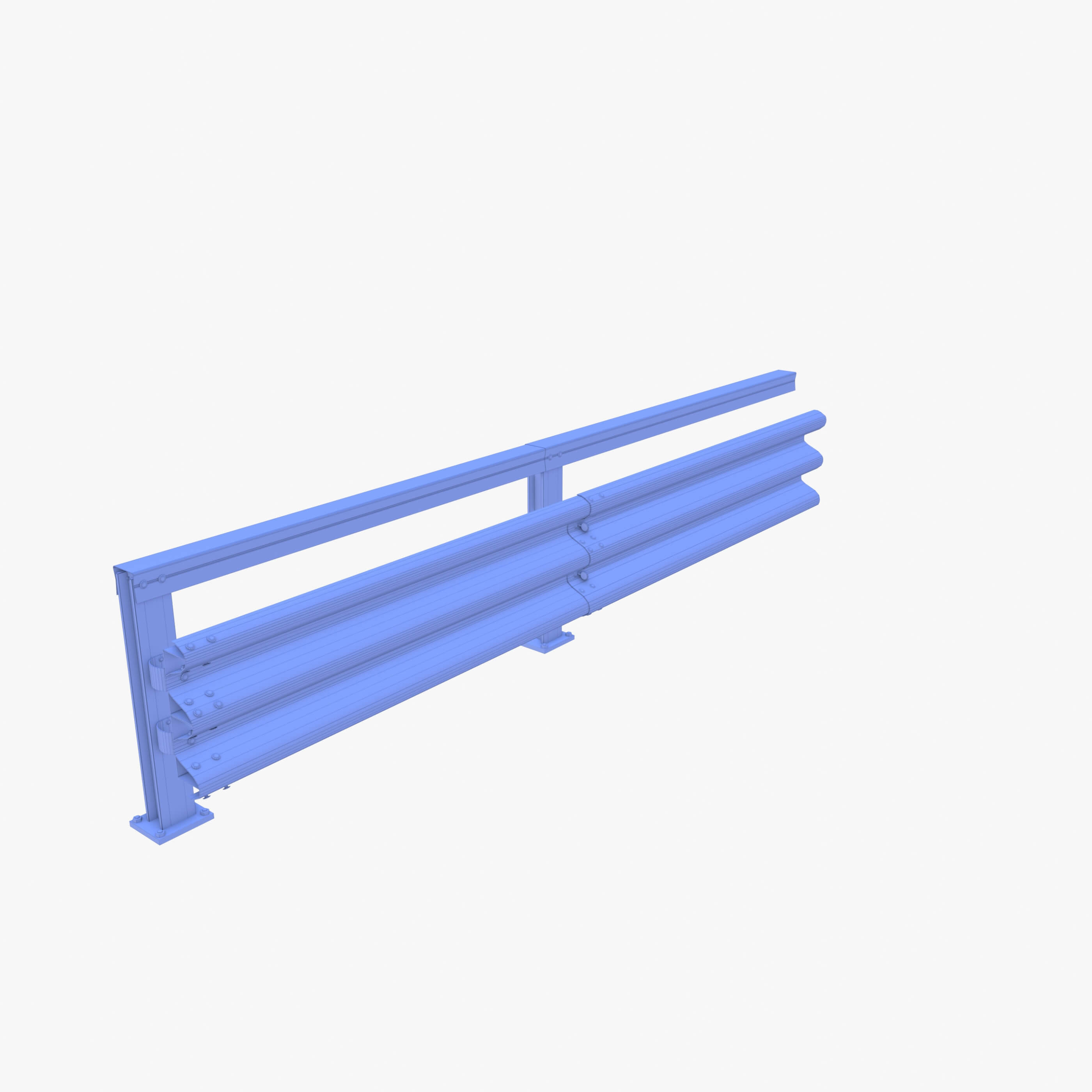 Tileable Single Sided Traffic Barrier Guardrail V1 Weathered - 3D Model ...