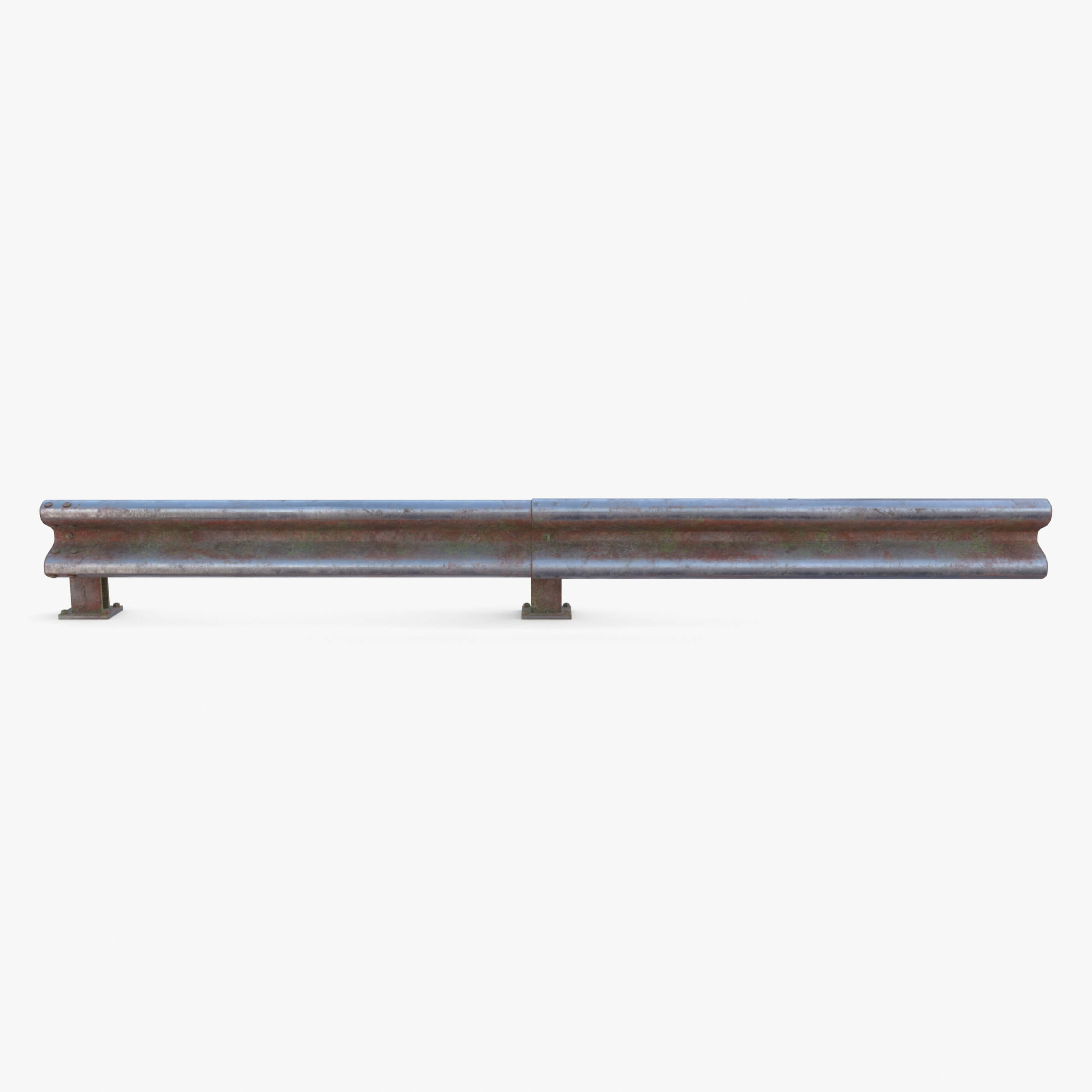 Tileable Single Sided Traffic Barrier Guardrail V2 Weathered - 3D Model ...