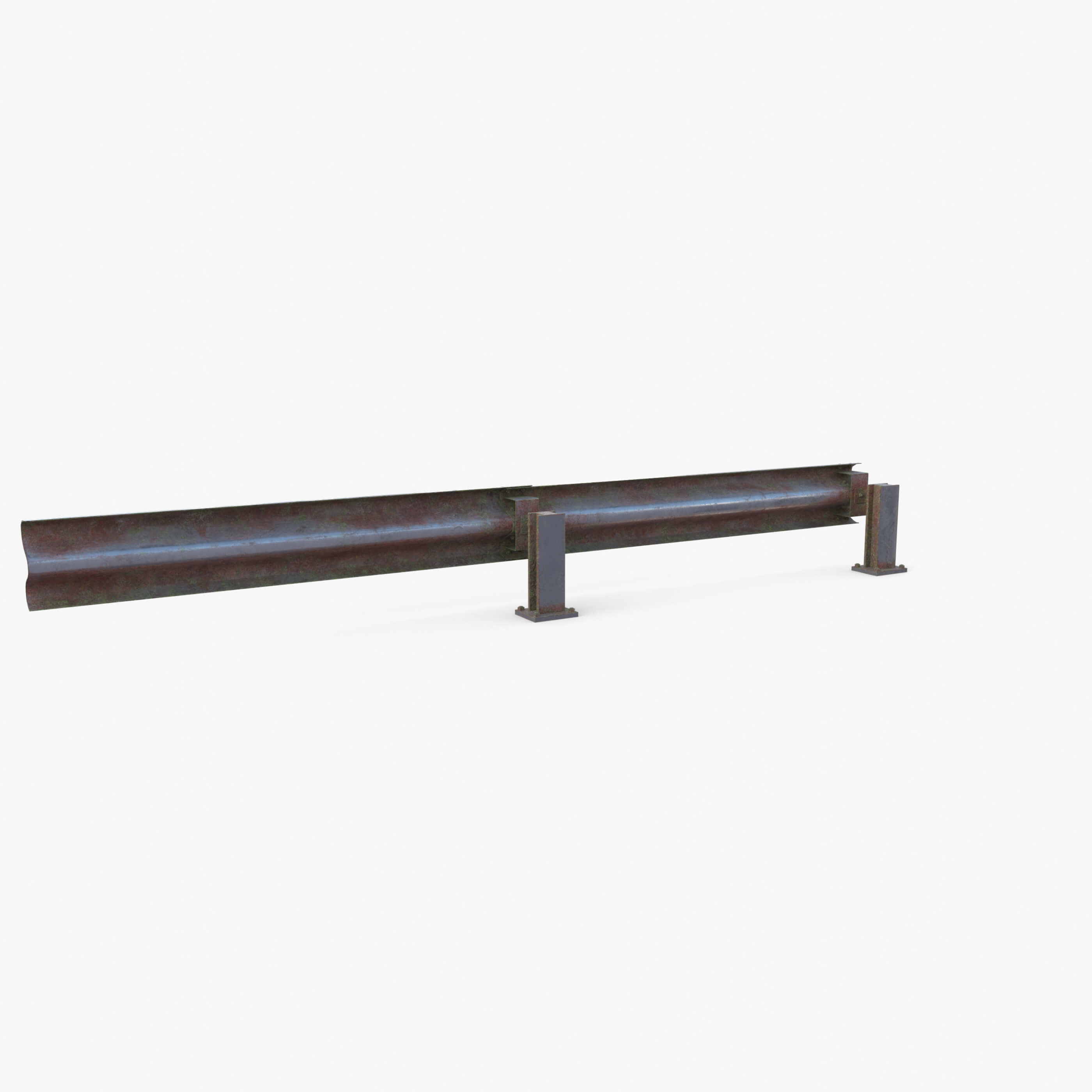 Tileable Single Sided Traffic Barrier Guardrail V2 Weathered - 3D Model ...