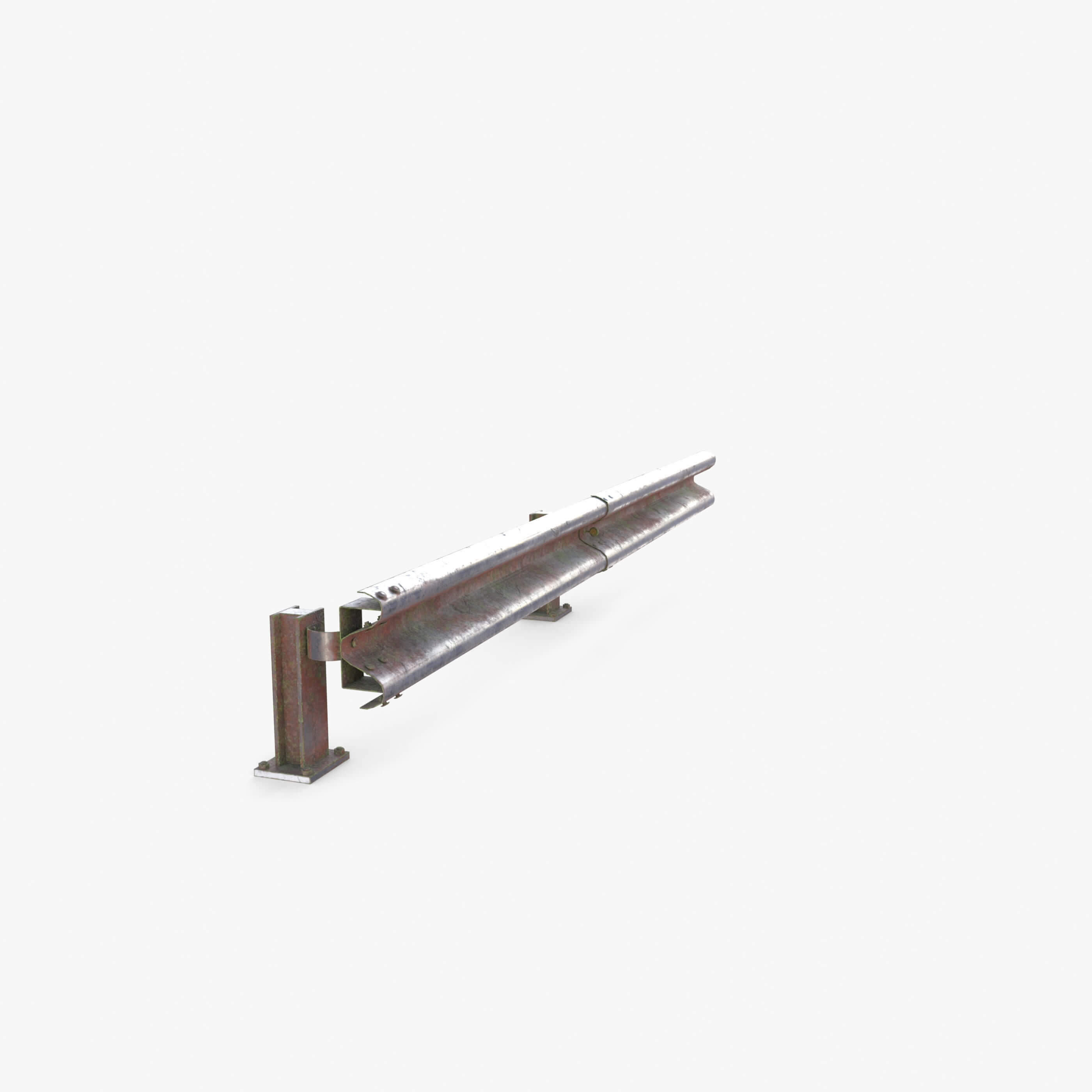 Tileable Single Sided Traffic Barrier Guardrail V2 Weathered - 3D Model ...