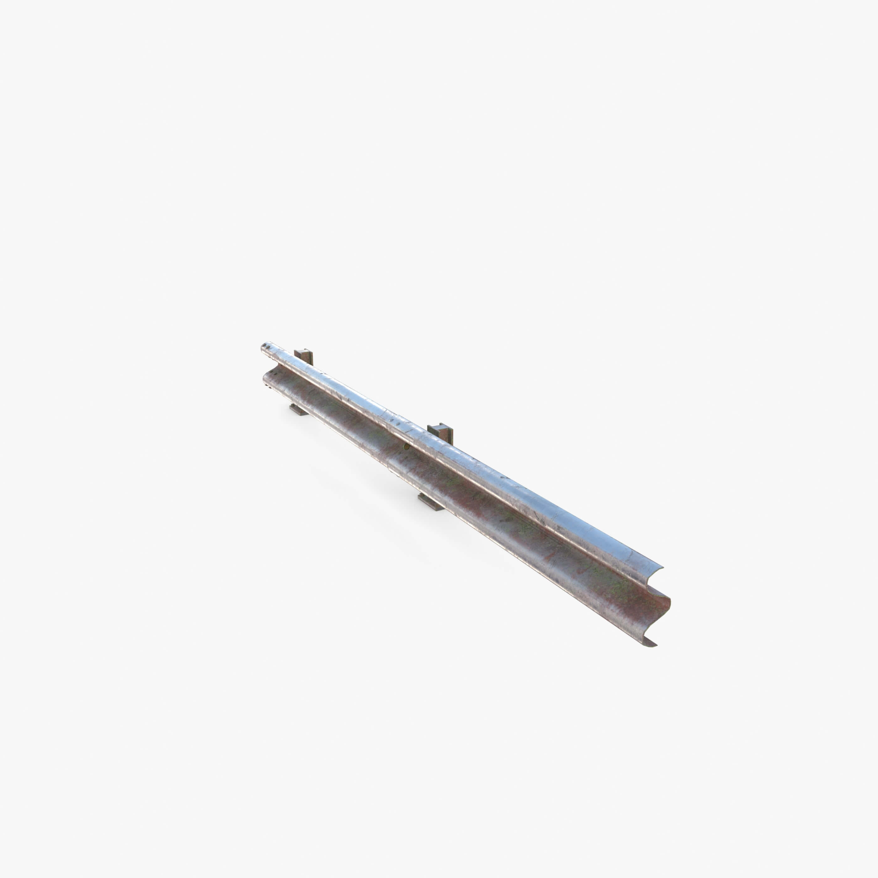 Tileable Single Sided Traffic Barrier Guardrail V2 Weathered - 3D Model ...