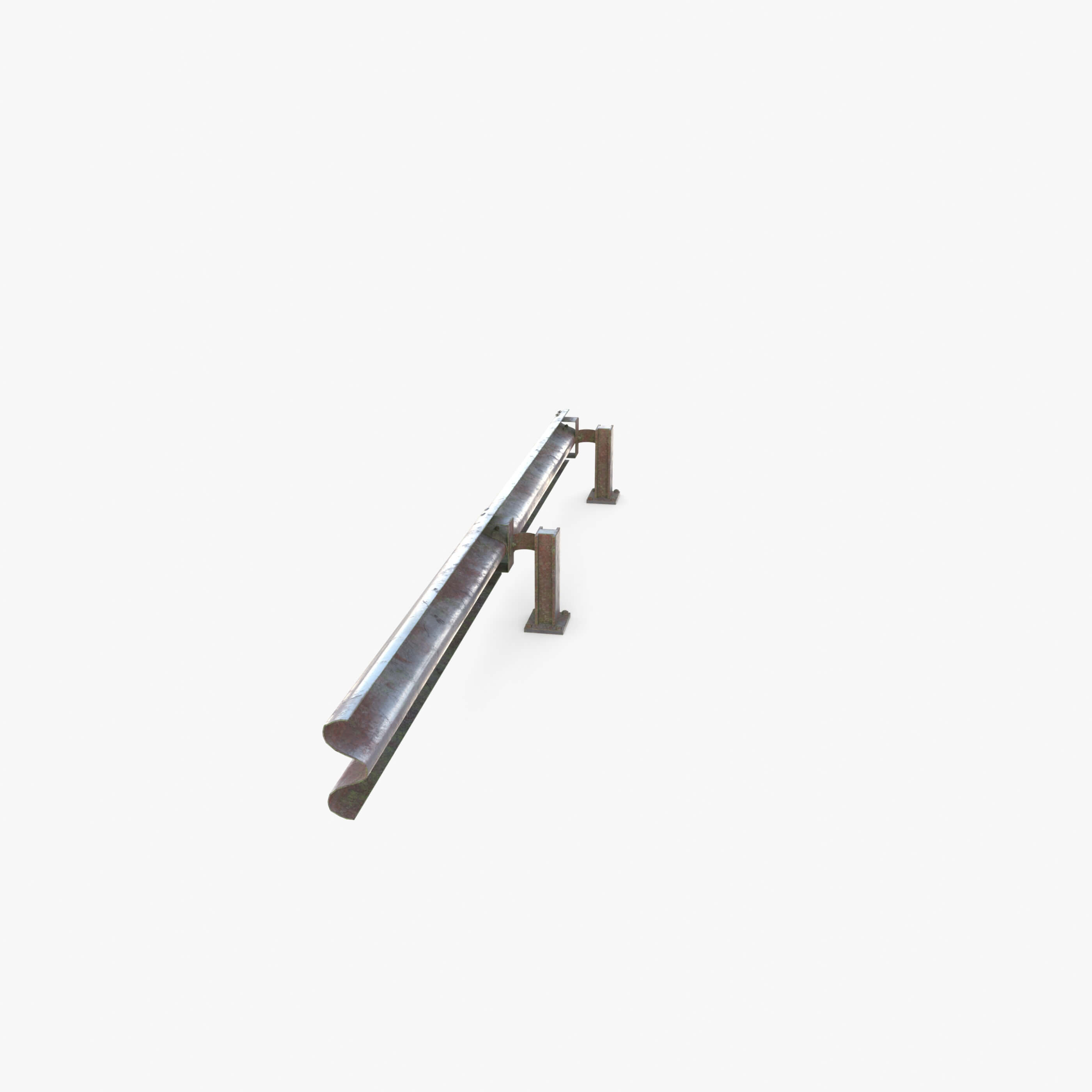 Tileable Single Sided Traffic Barrier Guardrail V2 Weathered - 3D Model ...