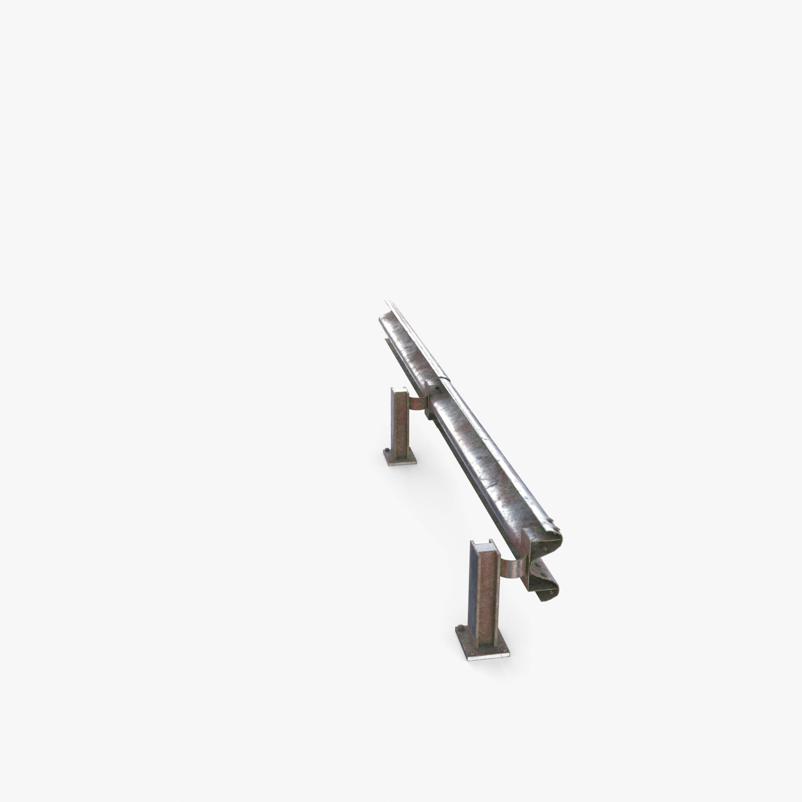 Tileable Single Sided Traffic Barrier Guardrail V2 Weathered - 3D Model ...