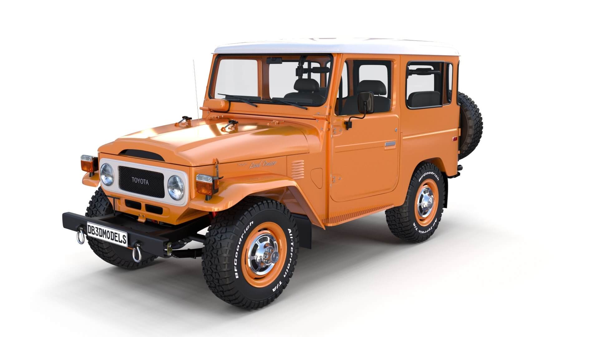 Toyota Land Cruiser FJ 40 Orange with Interior - 3D Model by dragosburian