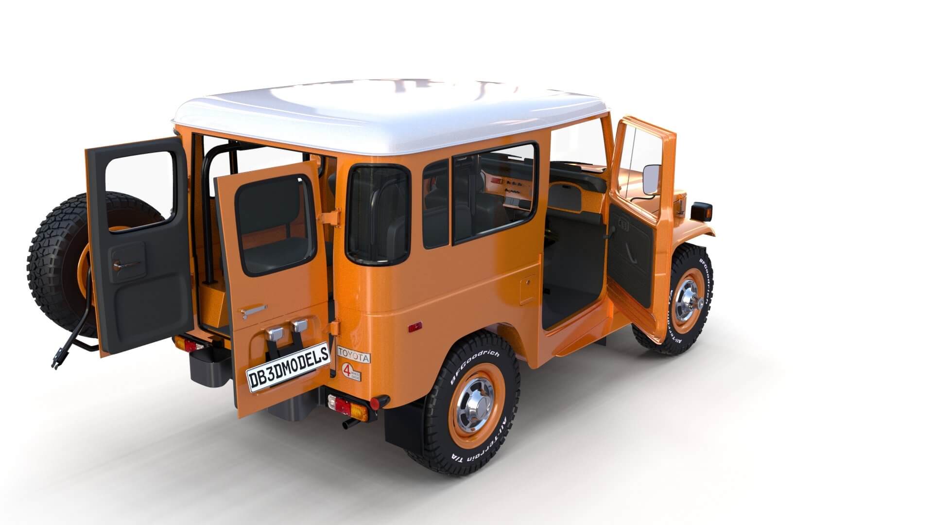 Toyota Land Cruiser FJ 40 Orange with Interior - 3D Model by dragosburian