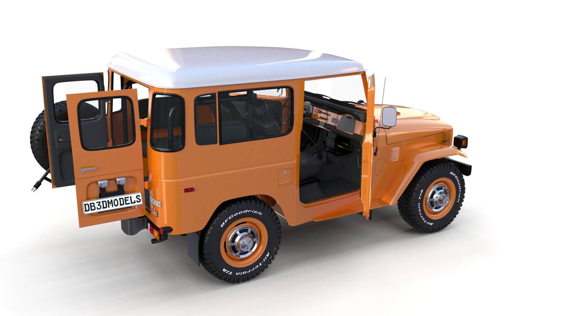 Toyota Land Cruiser FJ 40 Orange with Interior - 3D Model by dragosburian