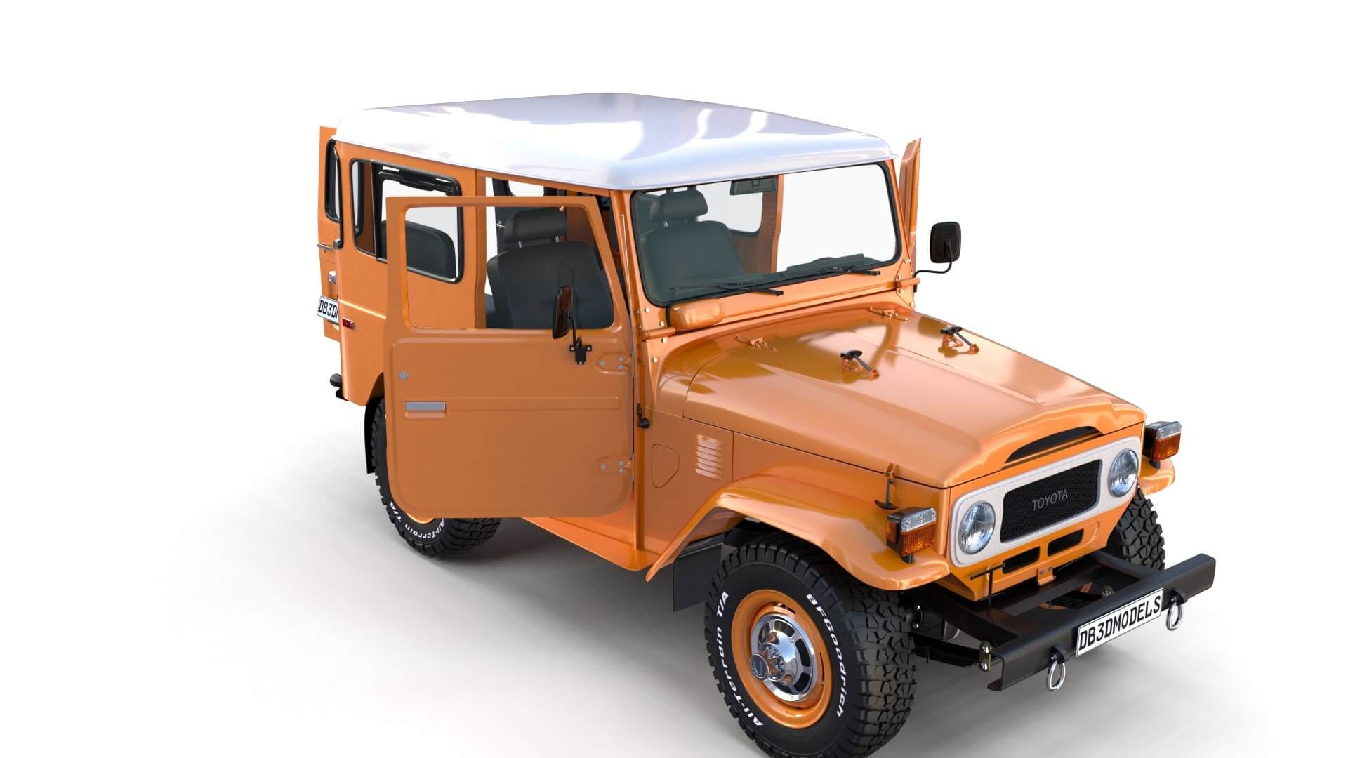 Toyota Land Cruiser FJ 40 Orange with Interior - 3D Model by dragosburian