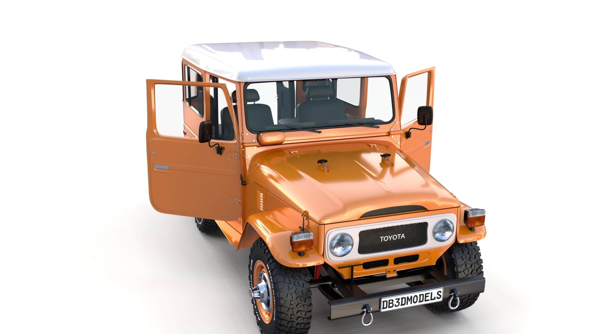 Toyota Land Cruiser FJ 40 Orange with Interior - 3D Model by dragosburian