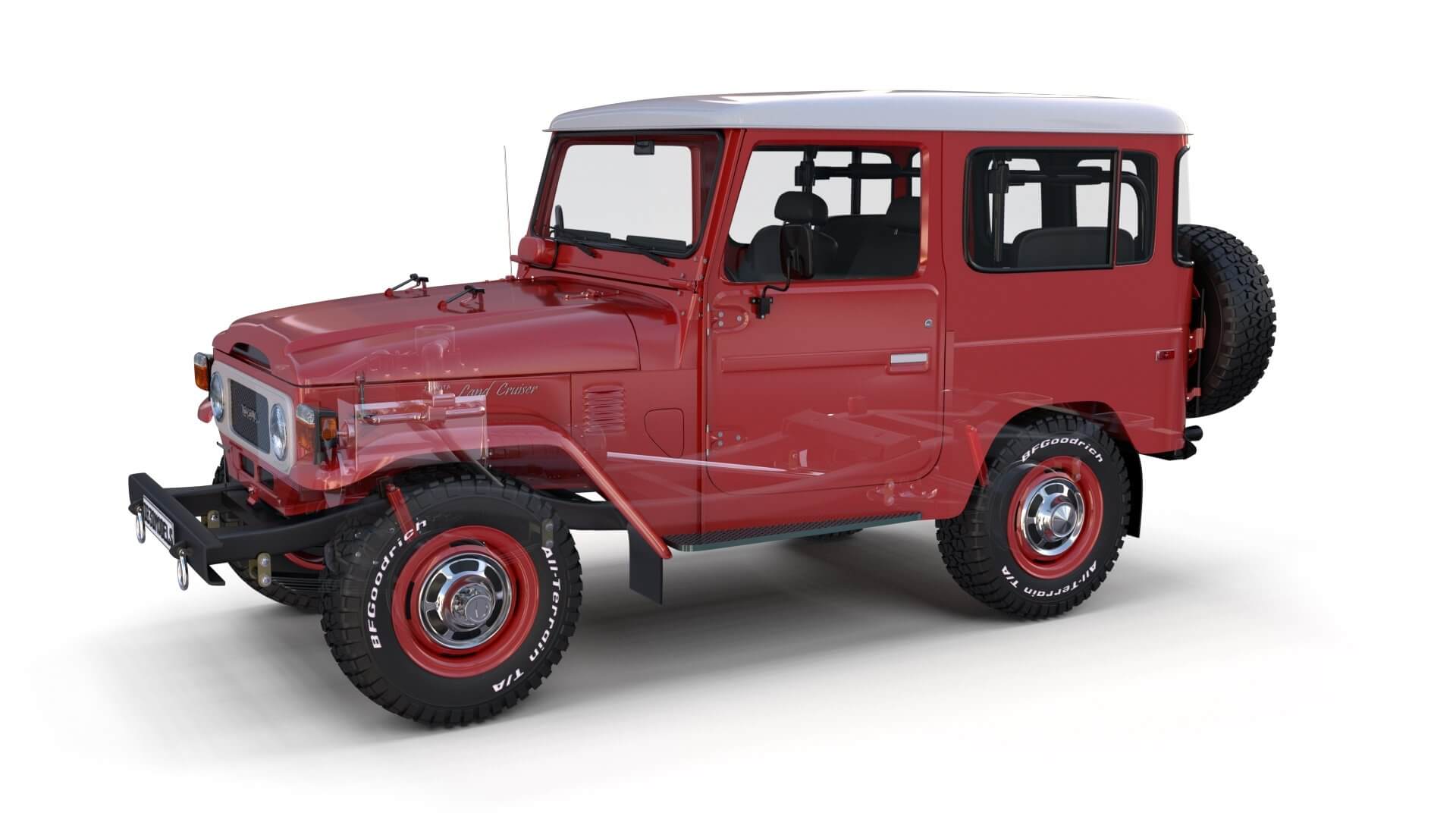 Toyota Land Cruiser FJ 40 Red with Interior and Chassis - 3D Model by ...