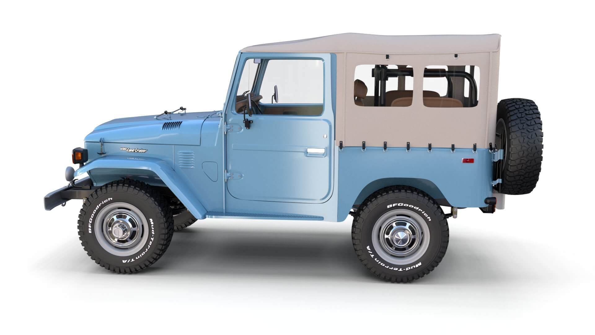 Toyota Land Cruiser FJ 40 Soft Top with Interior and Chassis - 3D Model ...