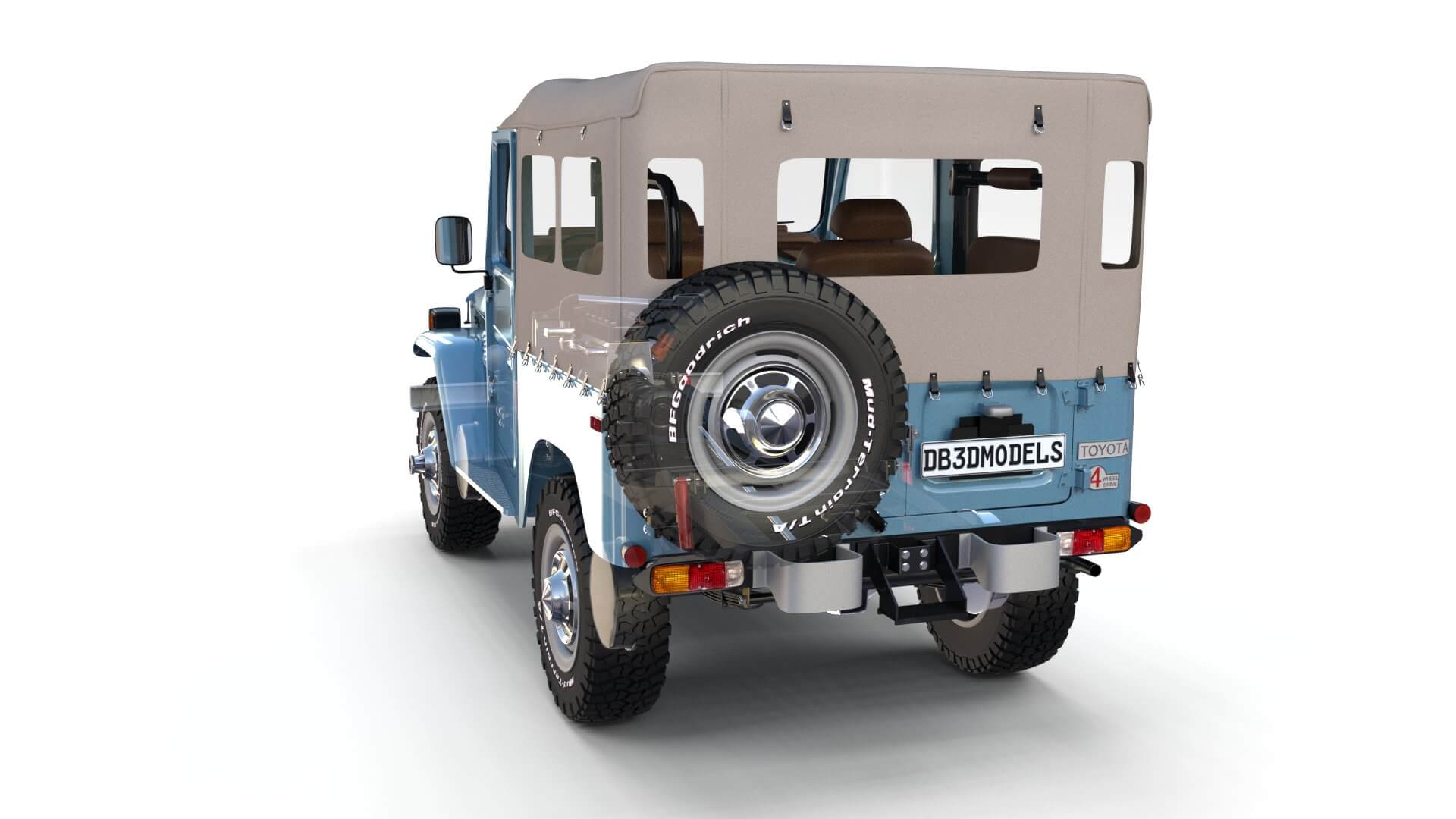 Toyota Land Cruiser FJ 40 Soft Top with Interior and Chassis - 3D Model ...