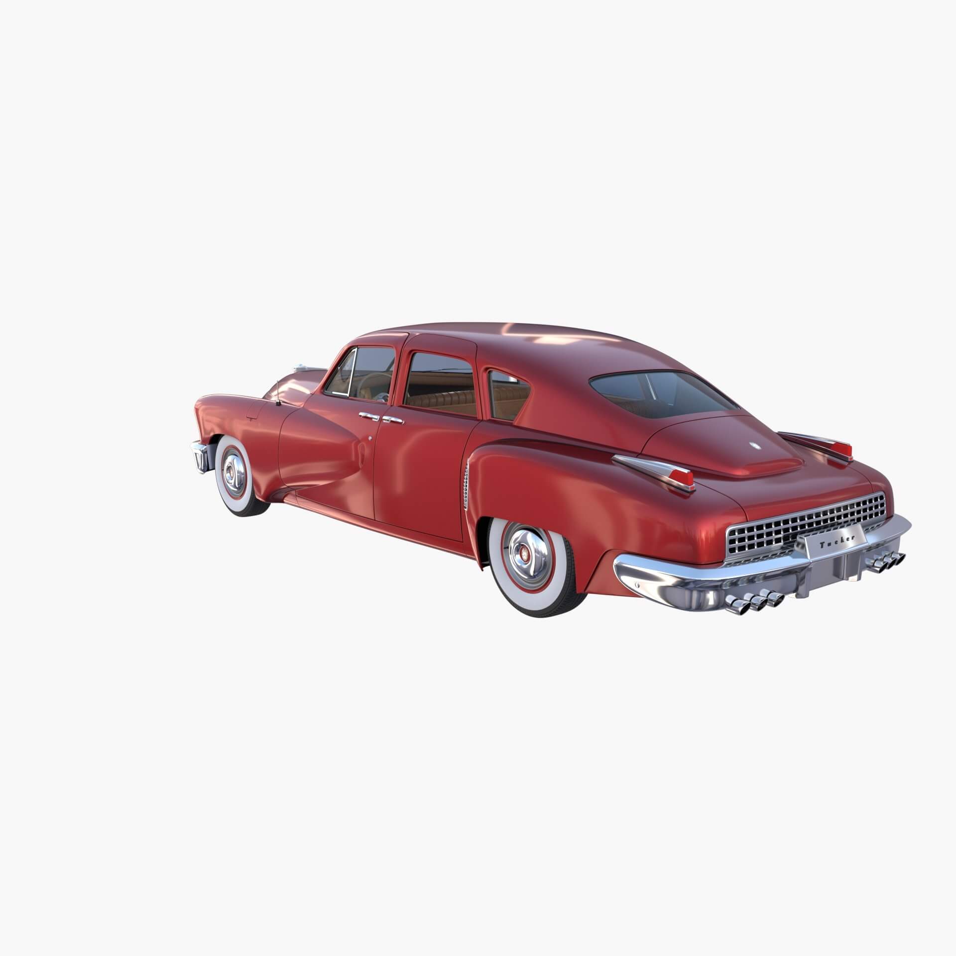 Tucker 48 Red with Interior - 3D Model by dragosburian