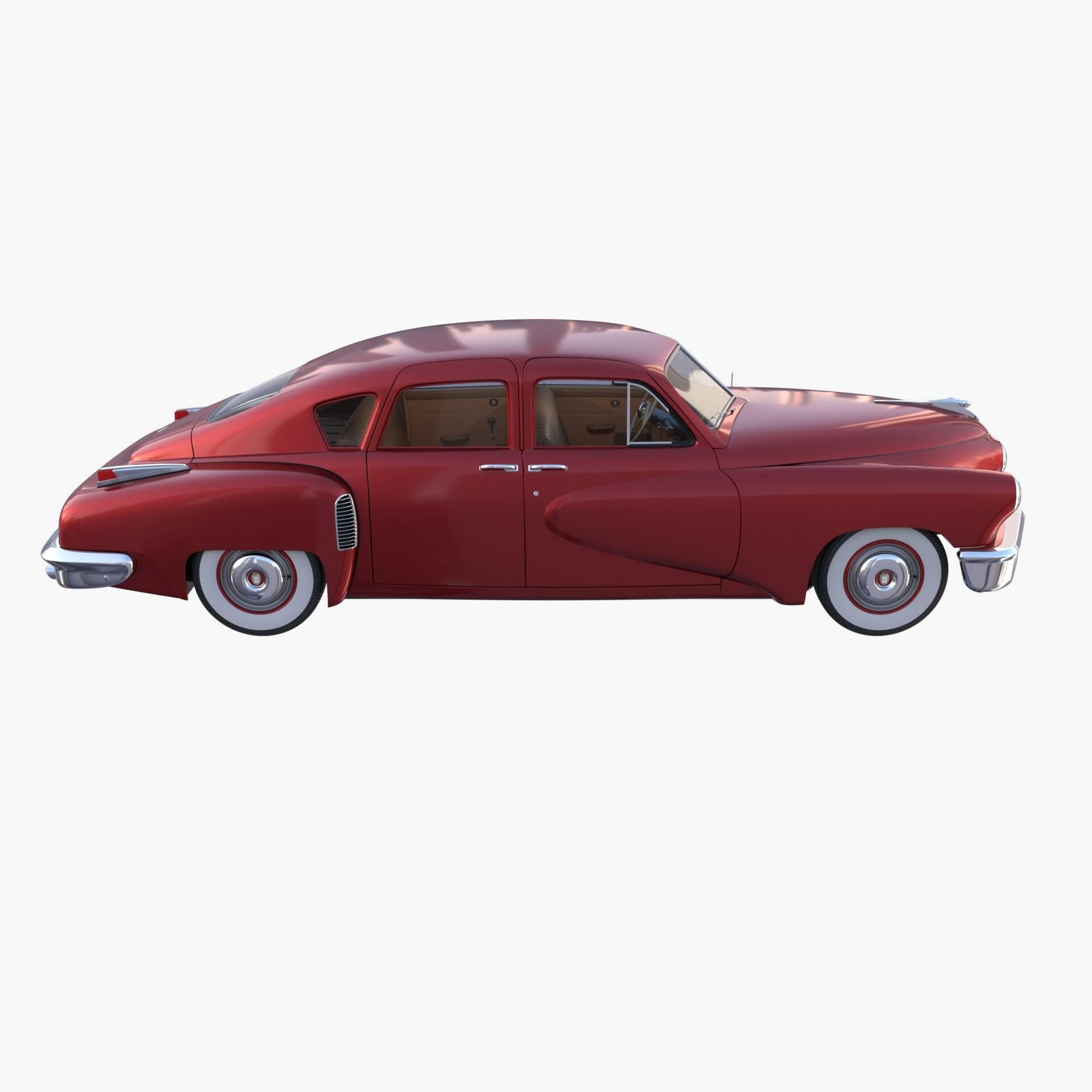 Tucker 48 Red with Interior - 3D Model by dragosburian