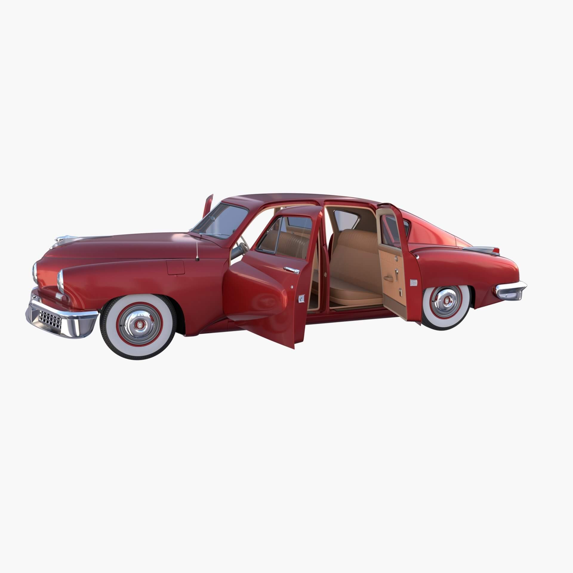 Tucker 48 Red with Interior - 3D Model by dragosburian