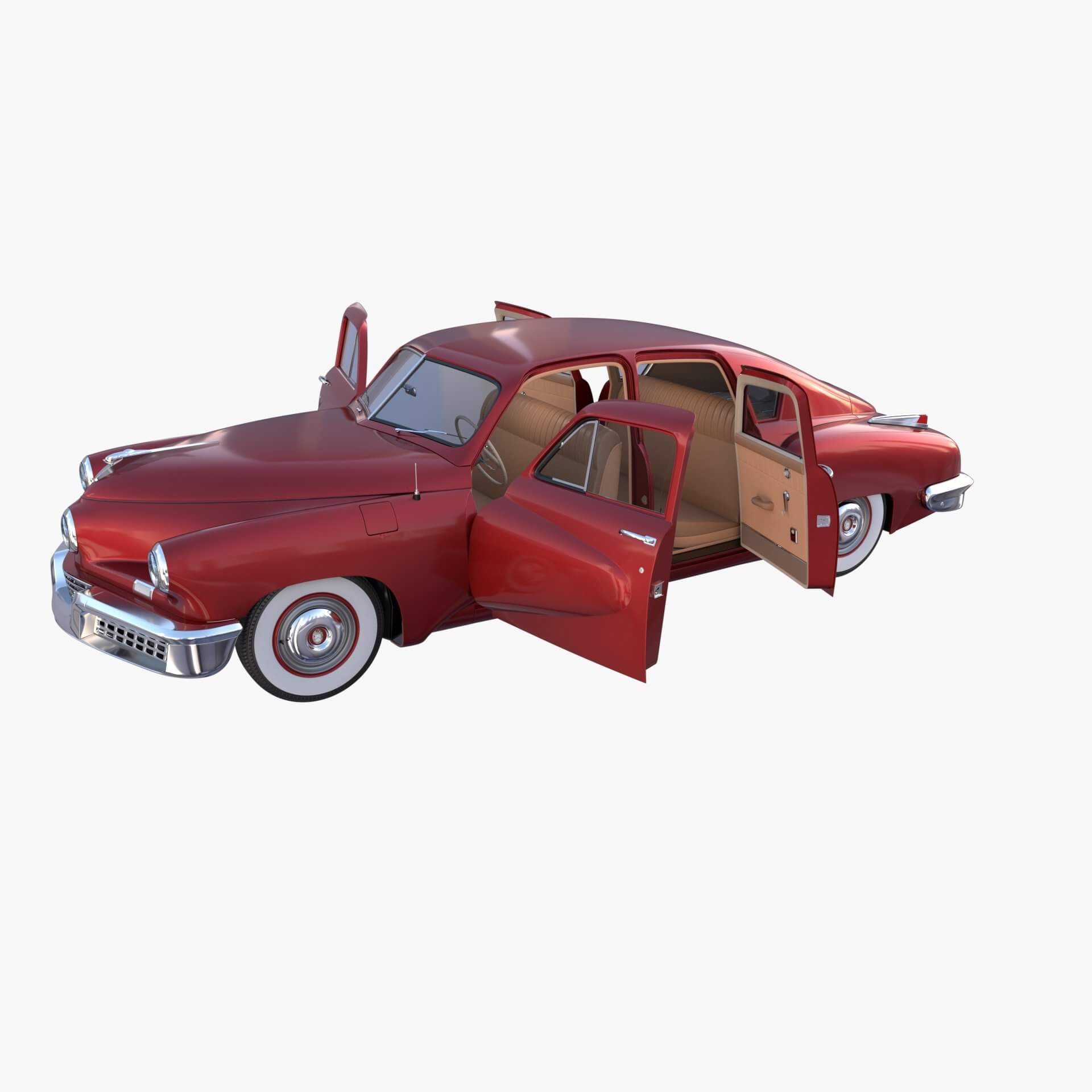 Tucker 48 Red with Interior - 3D Model by dragosburian