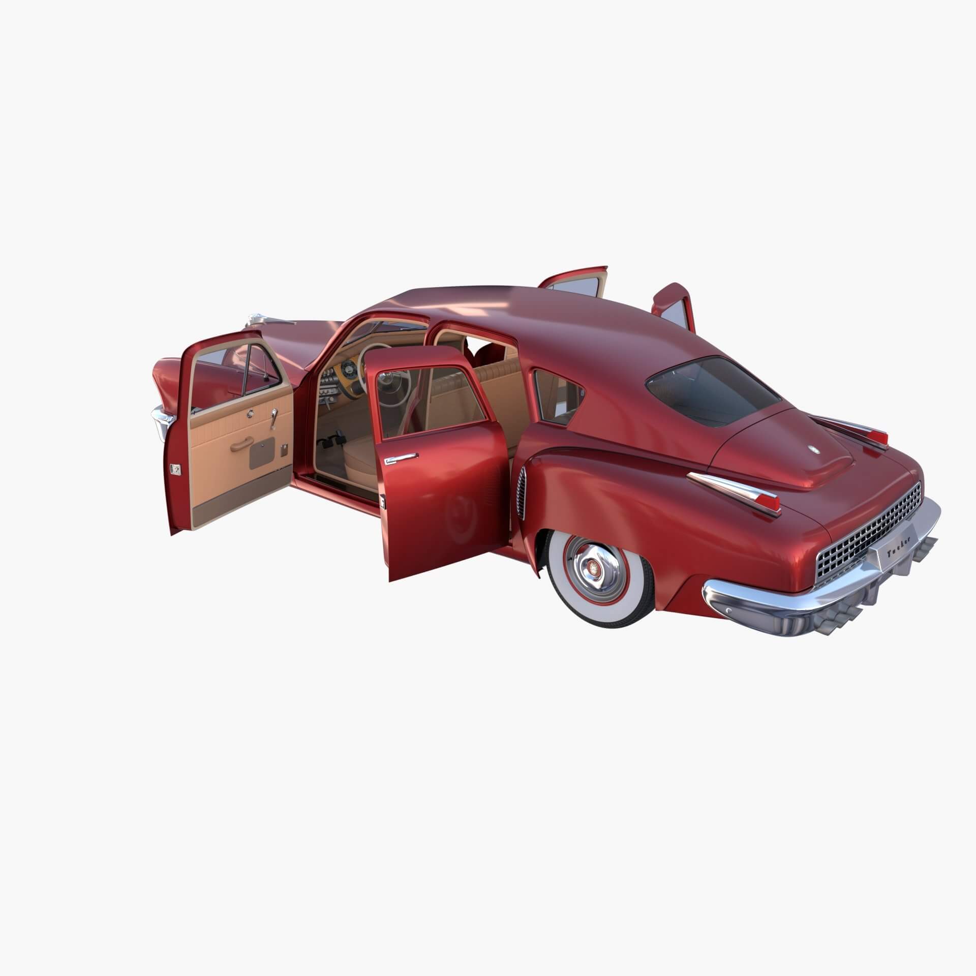 Tucker 48 Red with Interior - 3D Model by dragosburian