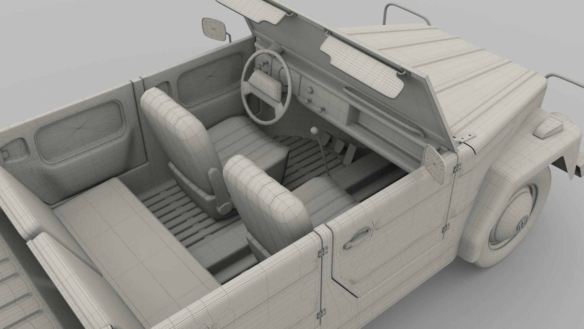 VW 181 Thing with Interior - 3D Model by dragosburian