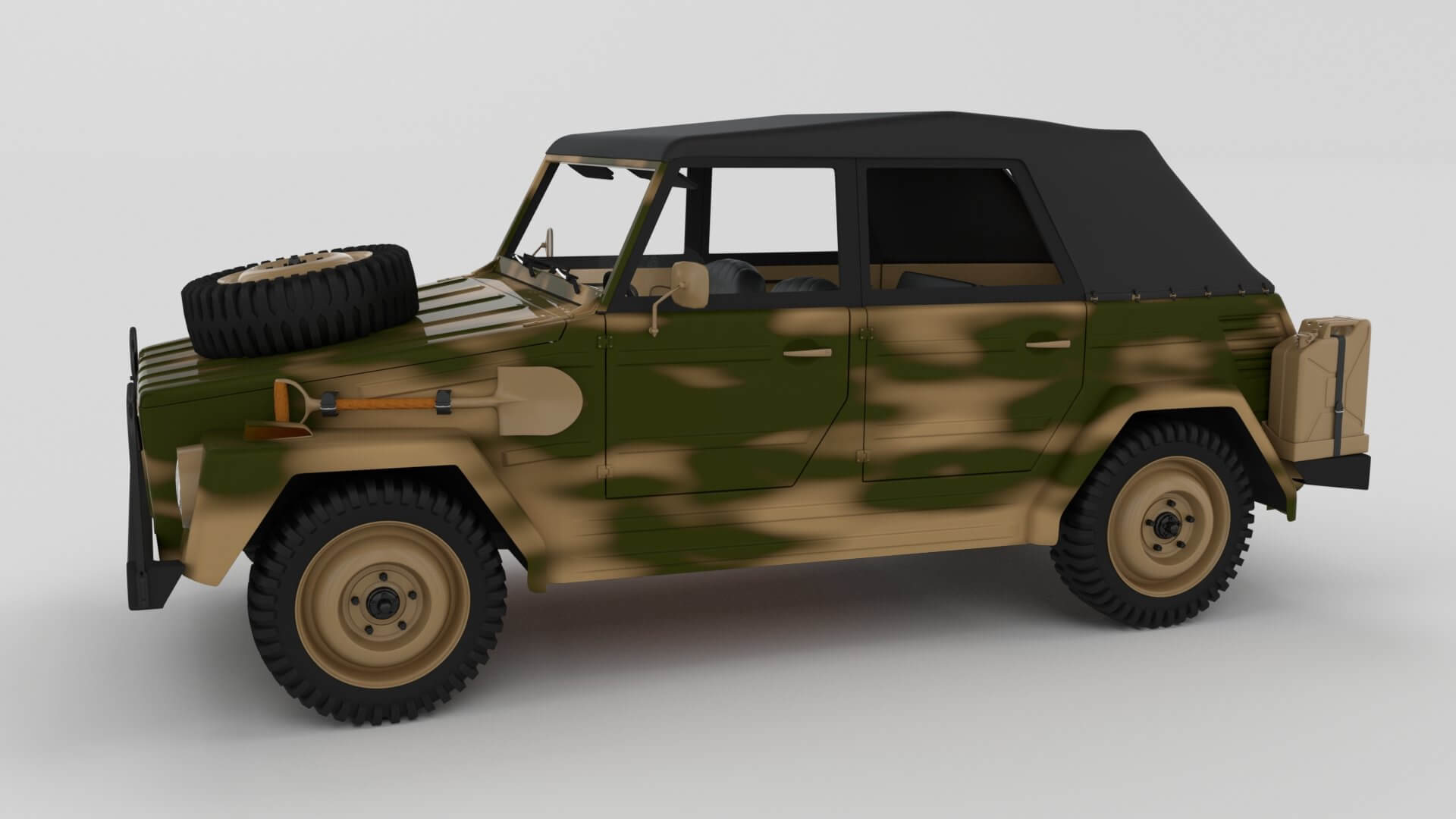 VW Type 181 Army with Interior Top Up - 3D Model by dragosburian