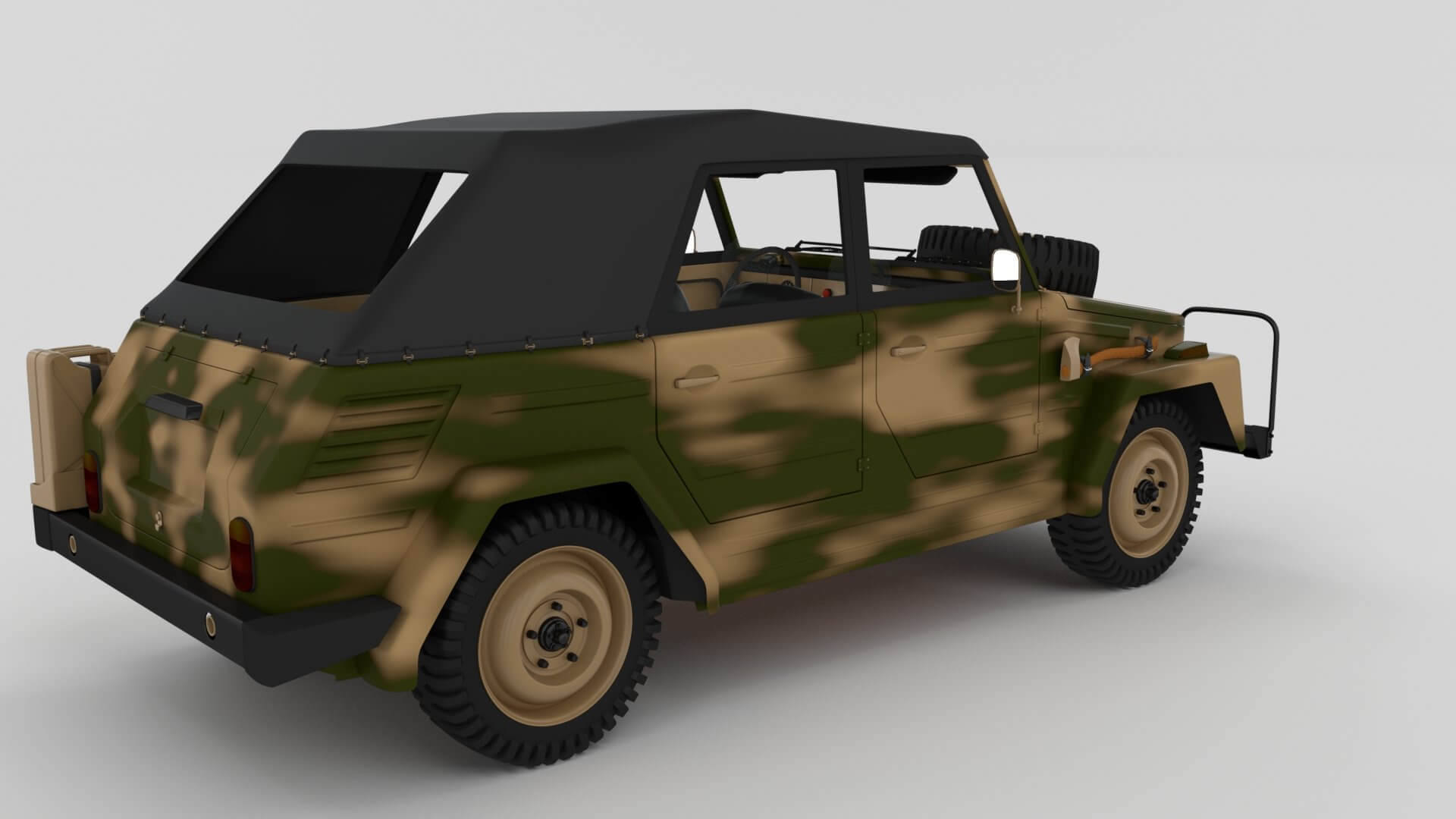 VW Type 181 Army with Interior Top Up - 3D Model by dragosburian