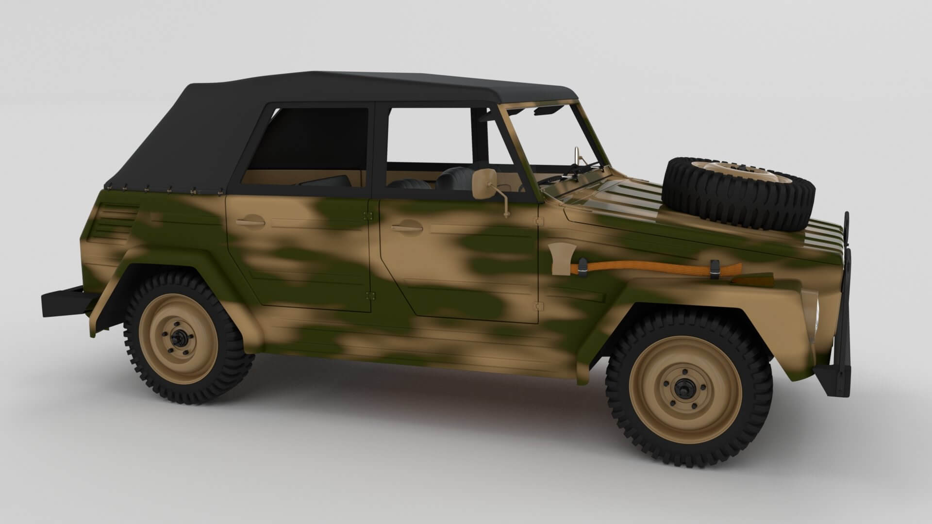 VW Type 181 Army with Interior Top Up - 3D Model by dragosburian