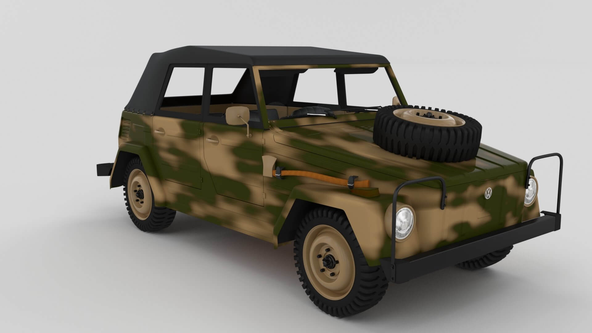 VW Type 181 Army with Interior Top Up - 3D Model by dragosburian