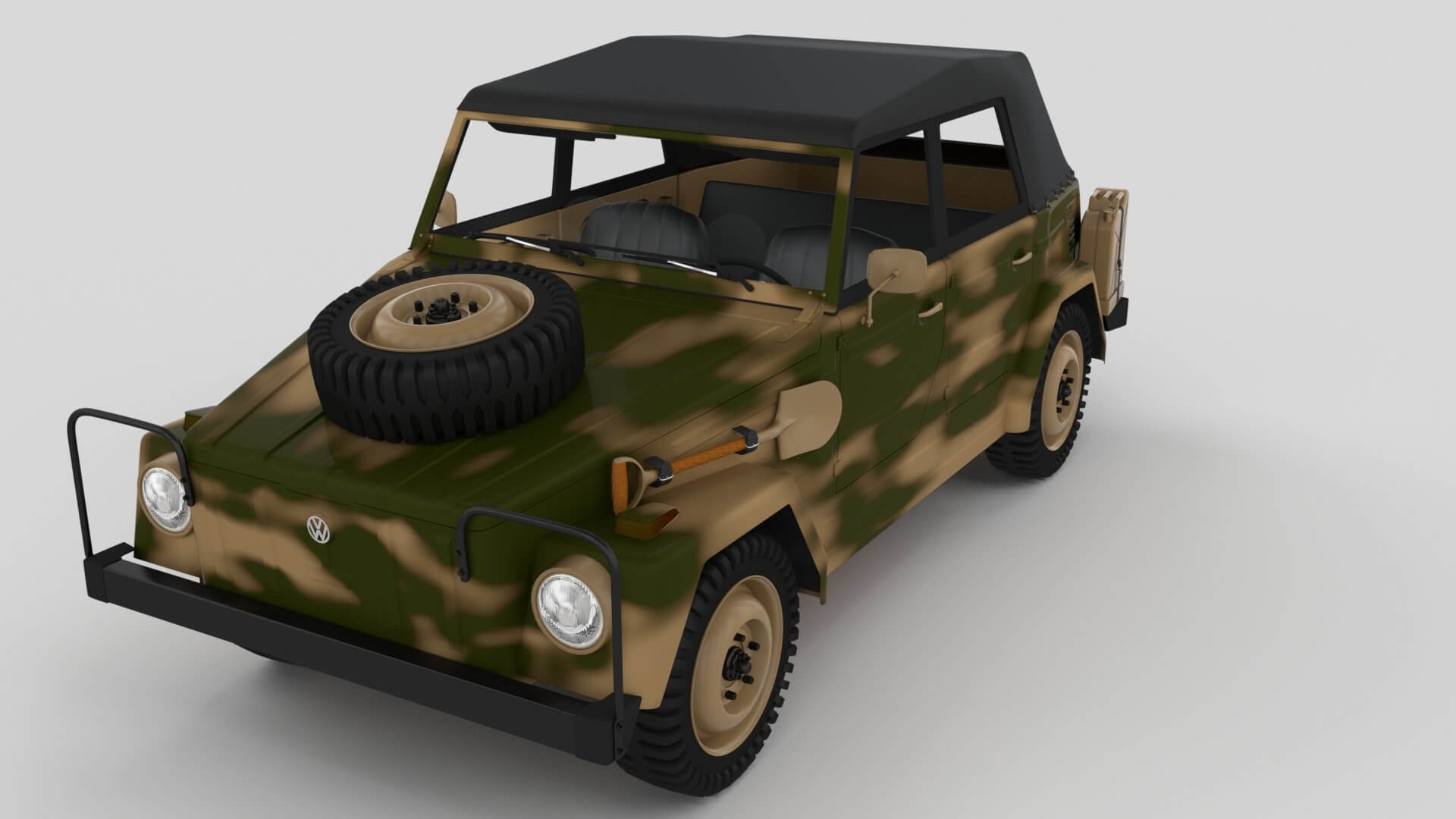 VW Type 181 Army with Interior Top Up - 3D Model by dragosburian